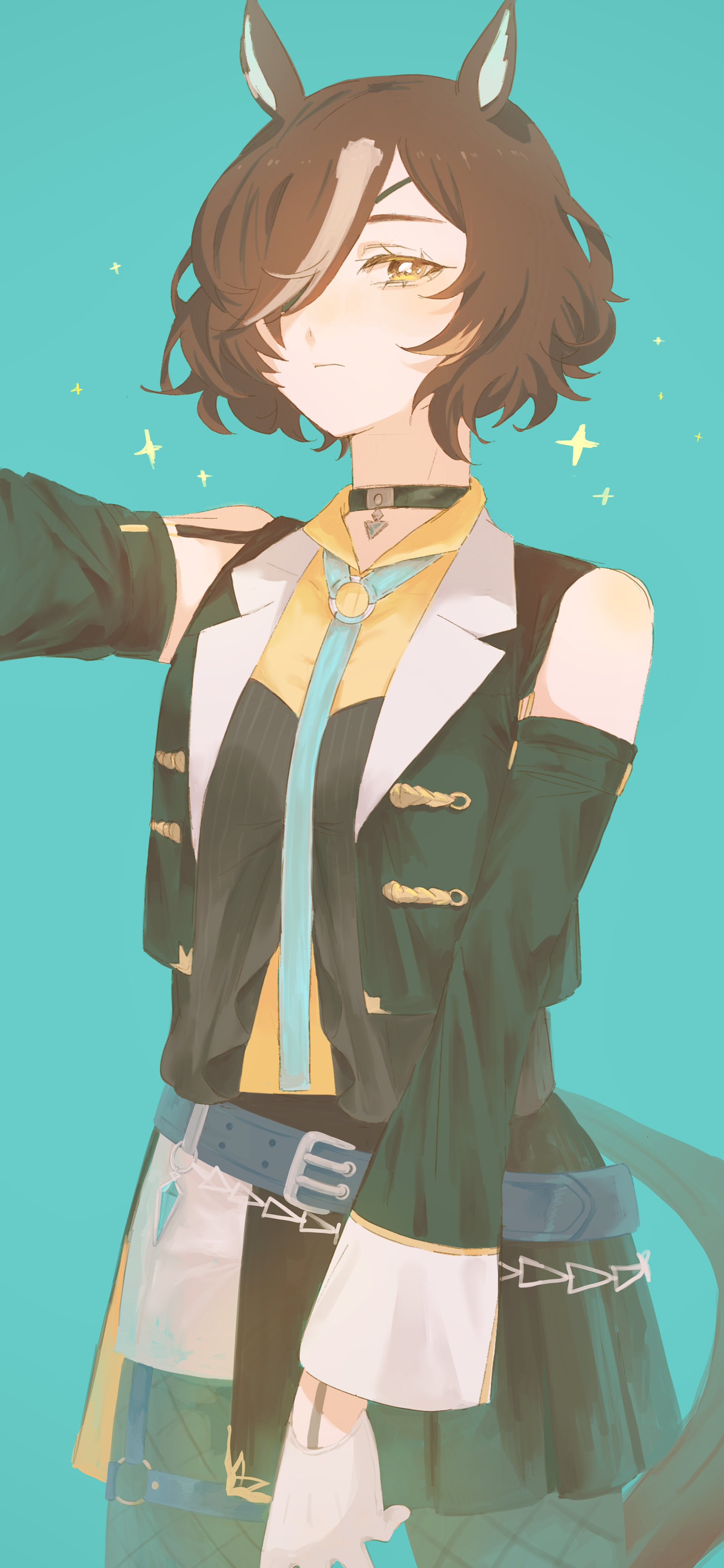 Safebooru - 1girl absurdres animal ears bangs bare shoulders belt black choker black jacket ...