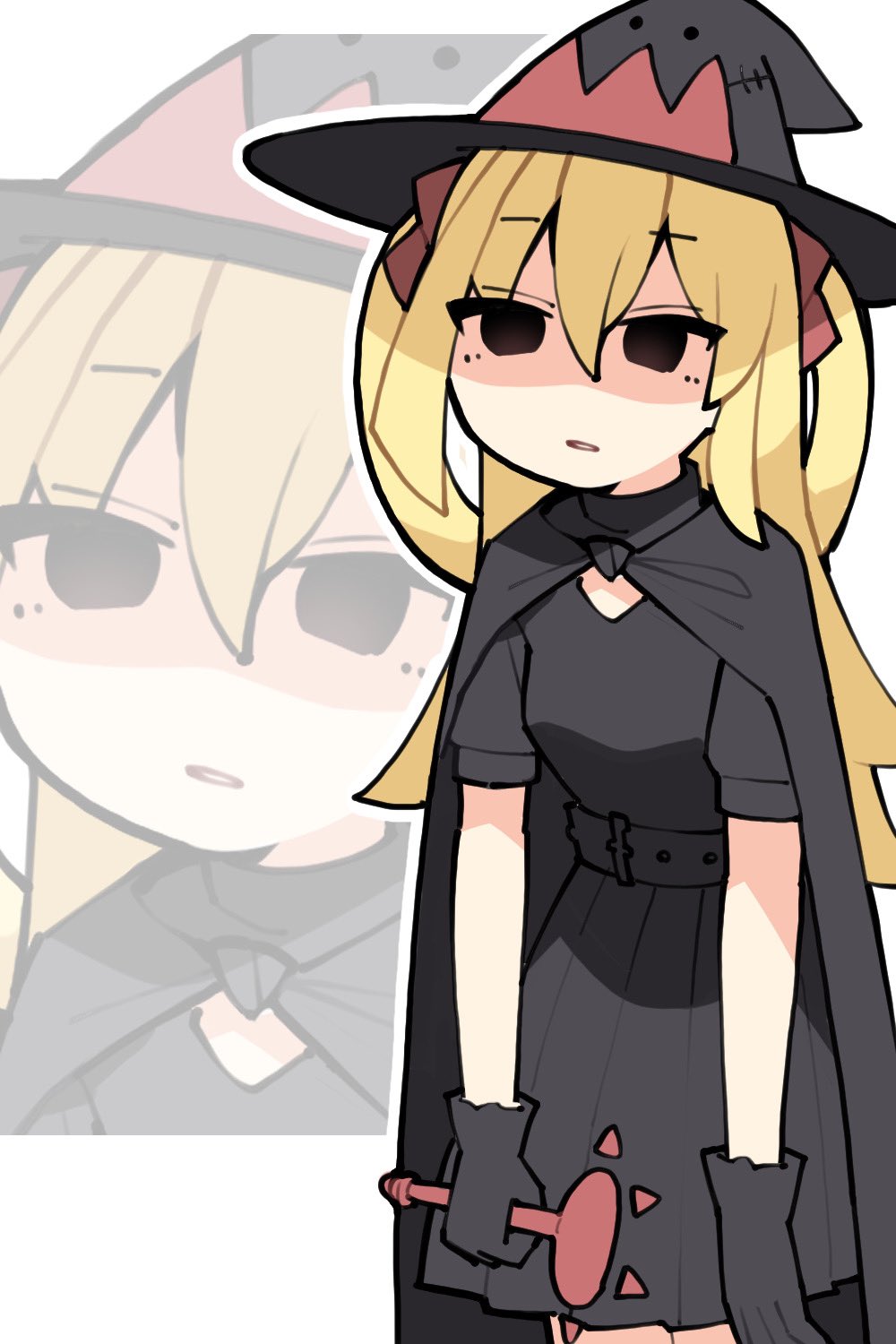 Safebooru - 1girl bangs belt black gloves black headwear black shirt black skirt blonde hair ...