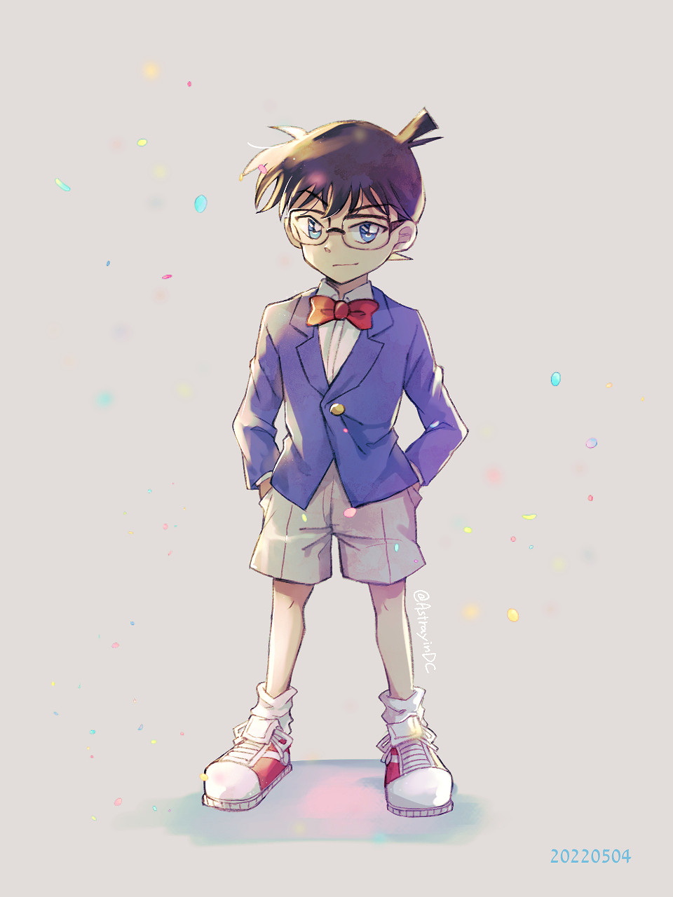 Safebooru - 1boy astrayin bangs black-framed eyewear blue eyes blue jacket bow bowtie collared ...