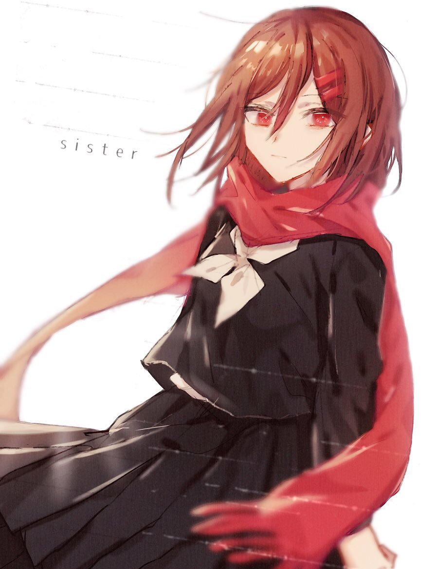 Safebooru 1girl Arms At Sides Bangs Black Serafuku Black Skirt Brown 1570