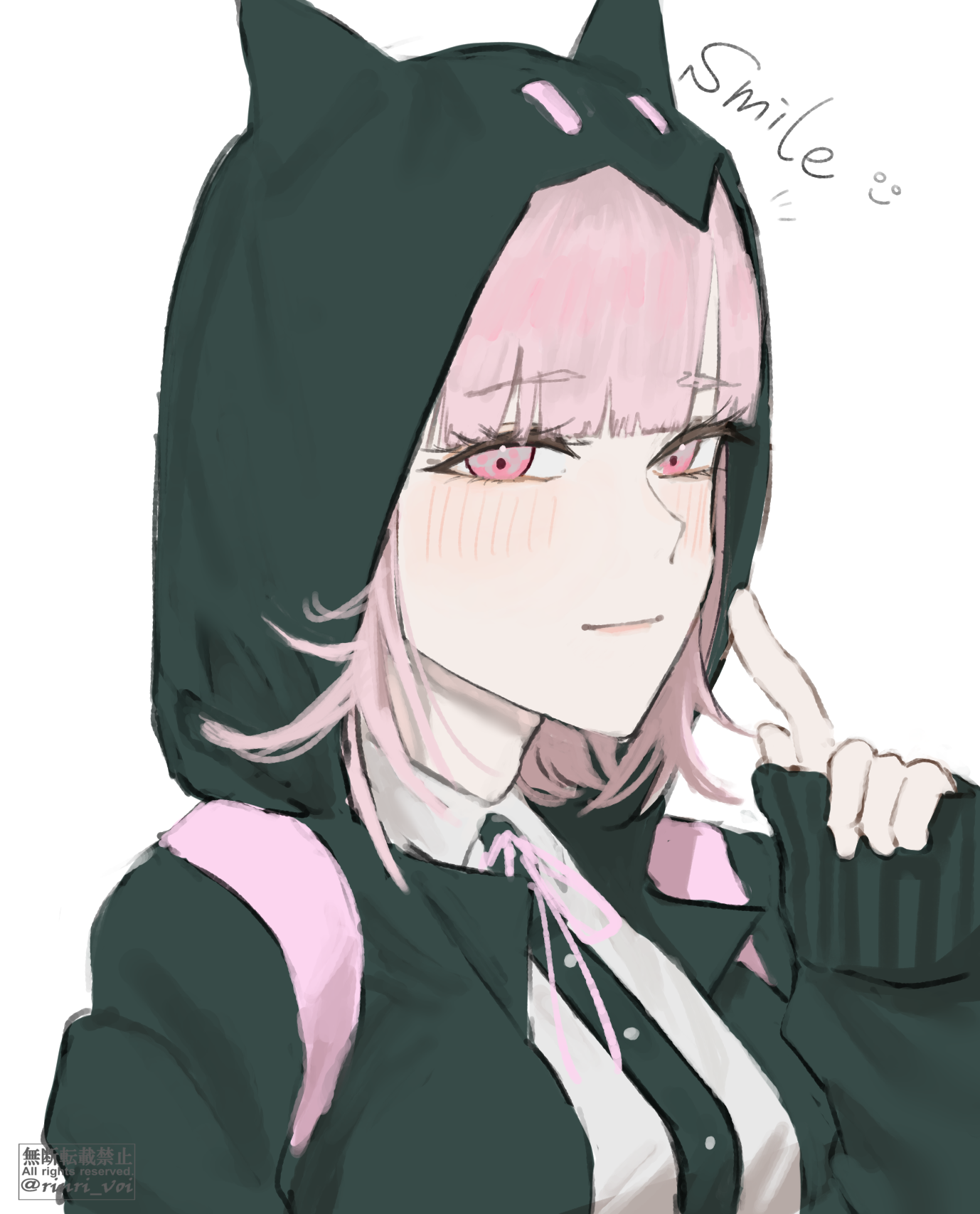 Safebooru - 1girl backpack bag bangs black jacket black shirt blush closed mouth danganronpa ...
