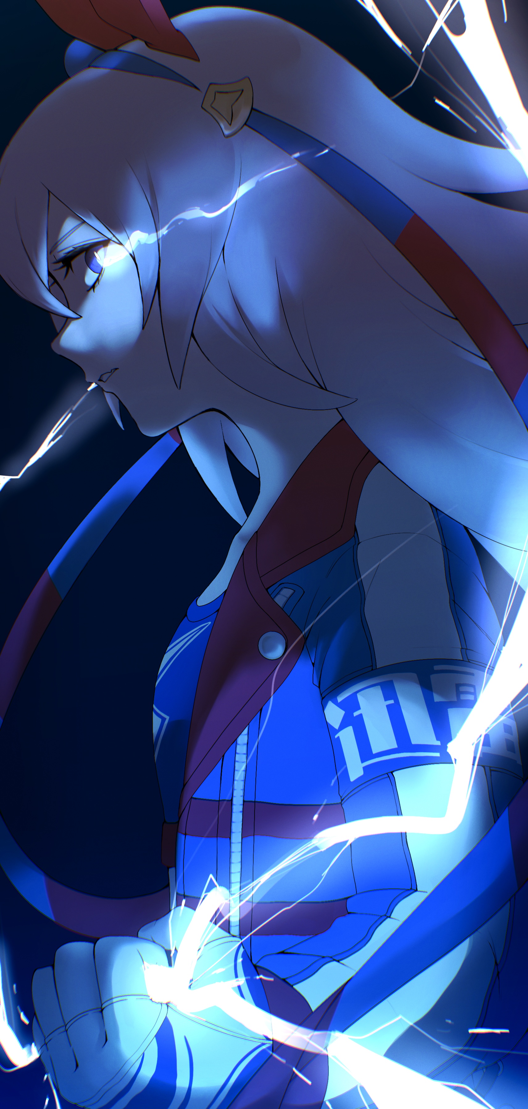 Safebooru - 1girl absurdres animal ears bangs blue eyes blue hairband blue jacket blue shirt ...