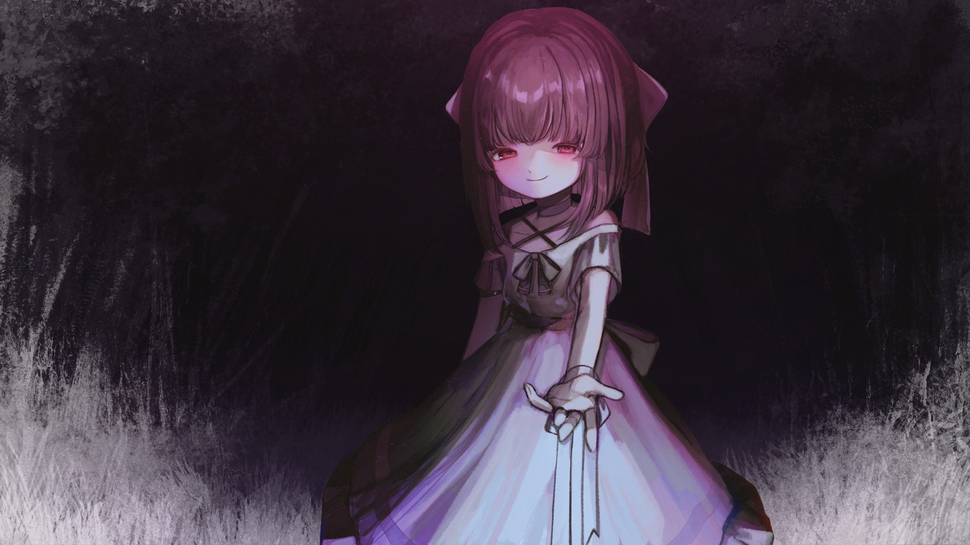 Safebooru - 1girl bare shoulders black hair bow choker cowboy shot dark ...