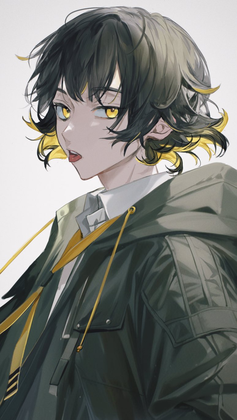 Safebooru - 1boy bachira meguru bangs black hair blonde hair blue lock collared shirt commentary ...