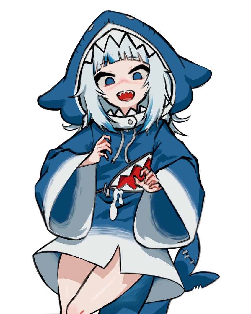 Safebooru - 1girl animal costume animal hood bangs blue eyes blue hair blue hoodie blunt bangs ...