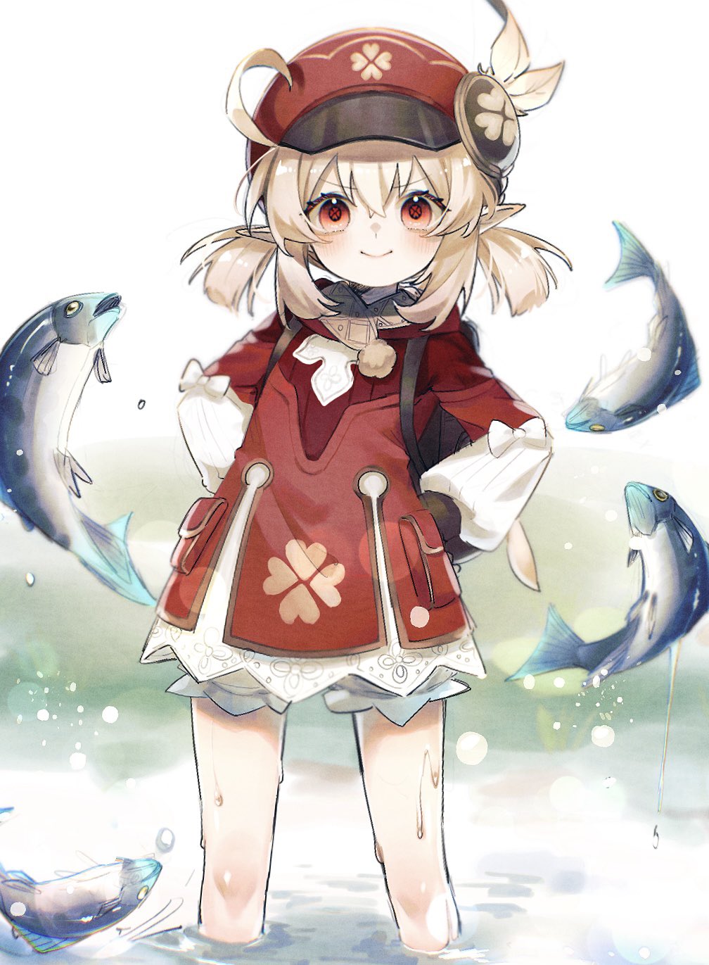 Safebooru - 1girl ahoge backpack bag blonde hair bloomers blush brown bag cabbie hat child ...