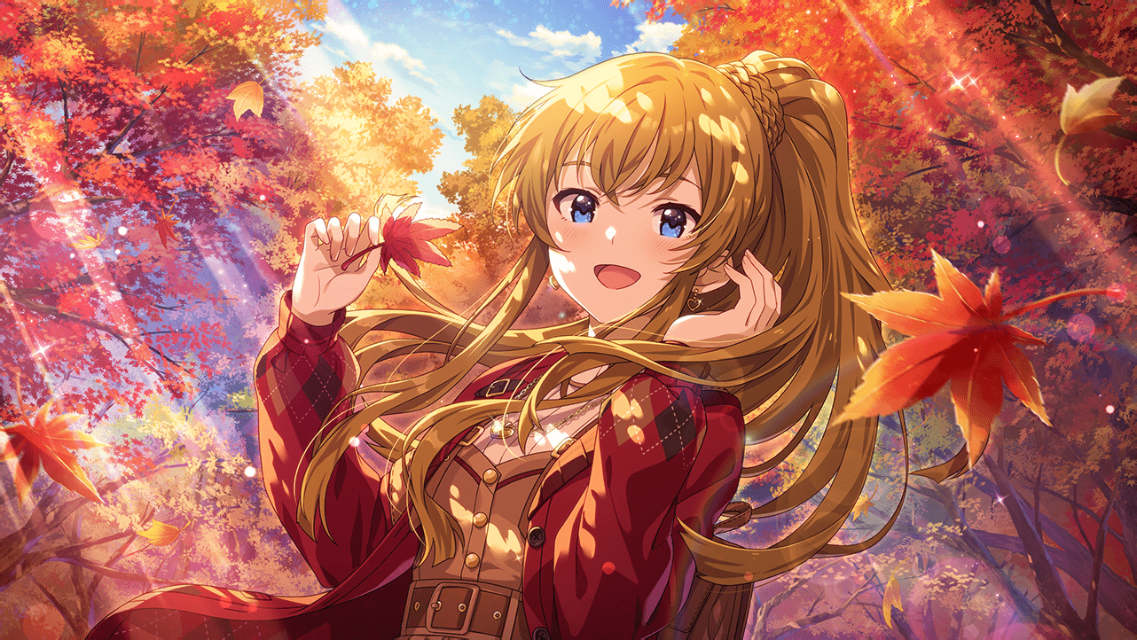 Safebooru - autumn blue eyes brown hair dress idolmaster million live! theater days kousaka umi ...