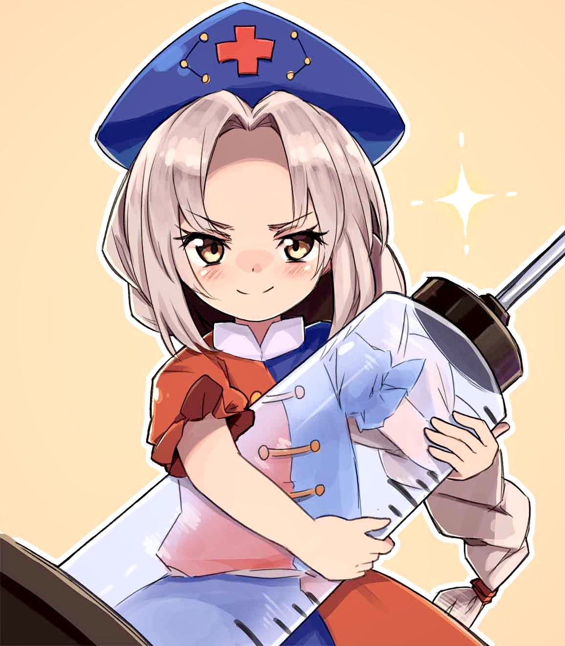 Safebooru - 1girl bangs blue dress blue headwear braid braided ponytail closed mouth cross dress ...