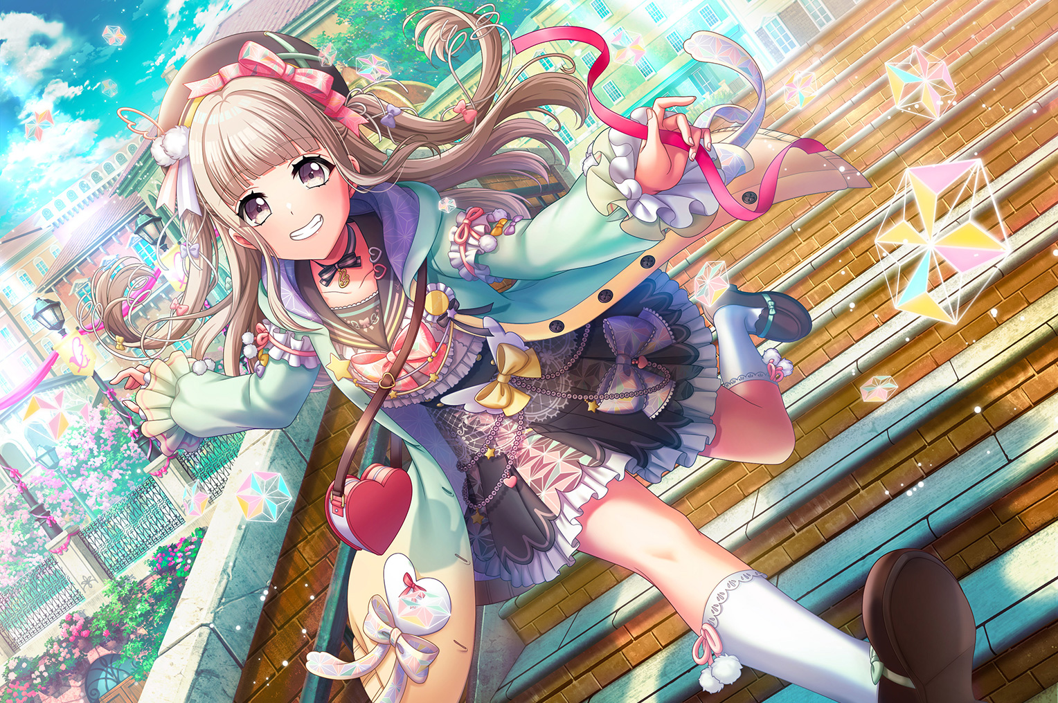 Safebooru - d4dj grey eyes grey hair jacket long hair shiratori kurumi smile | 4241910