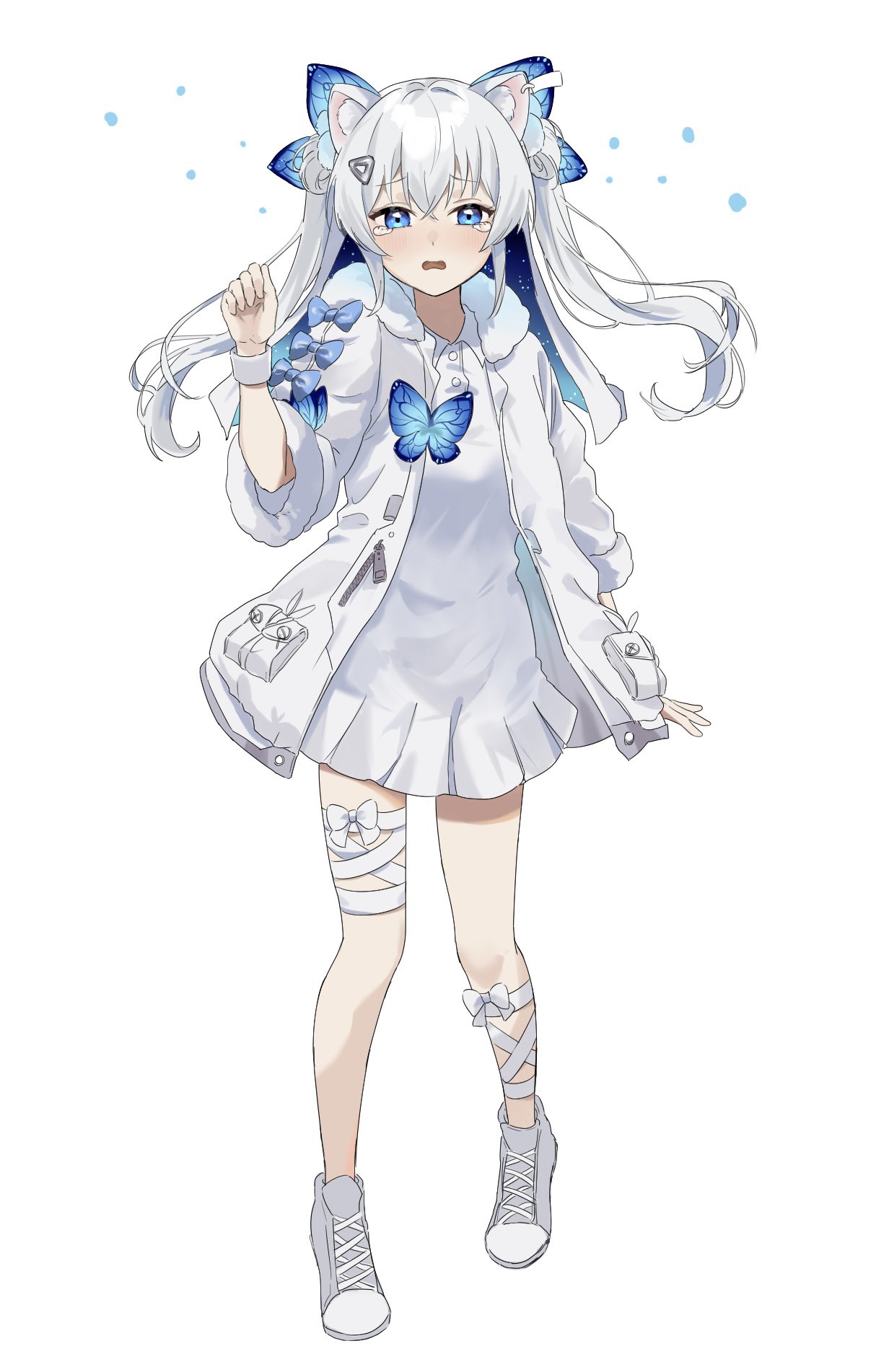 Safebooru - 1girl animal ear fluff animal ears bangs blue bow blue eyes blush bow breasts bug ...