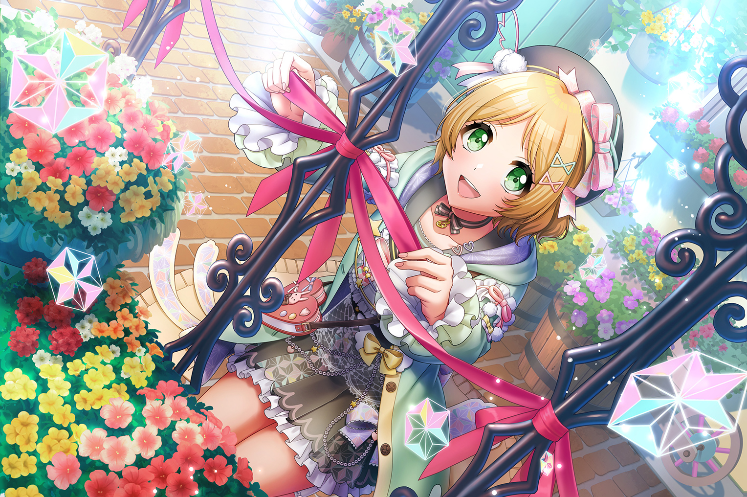 Safebooru - blonde hair d4dj dress green eyes short hair smile takeshita miiko | 4243041