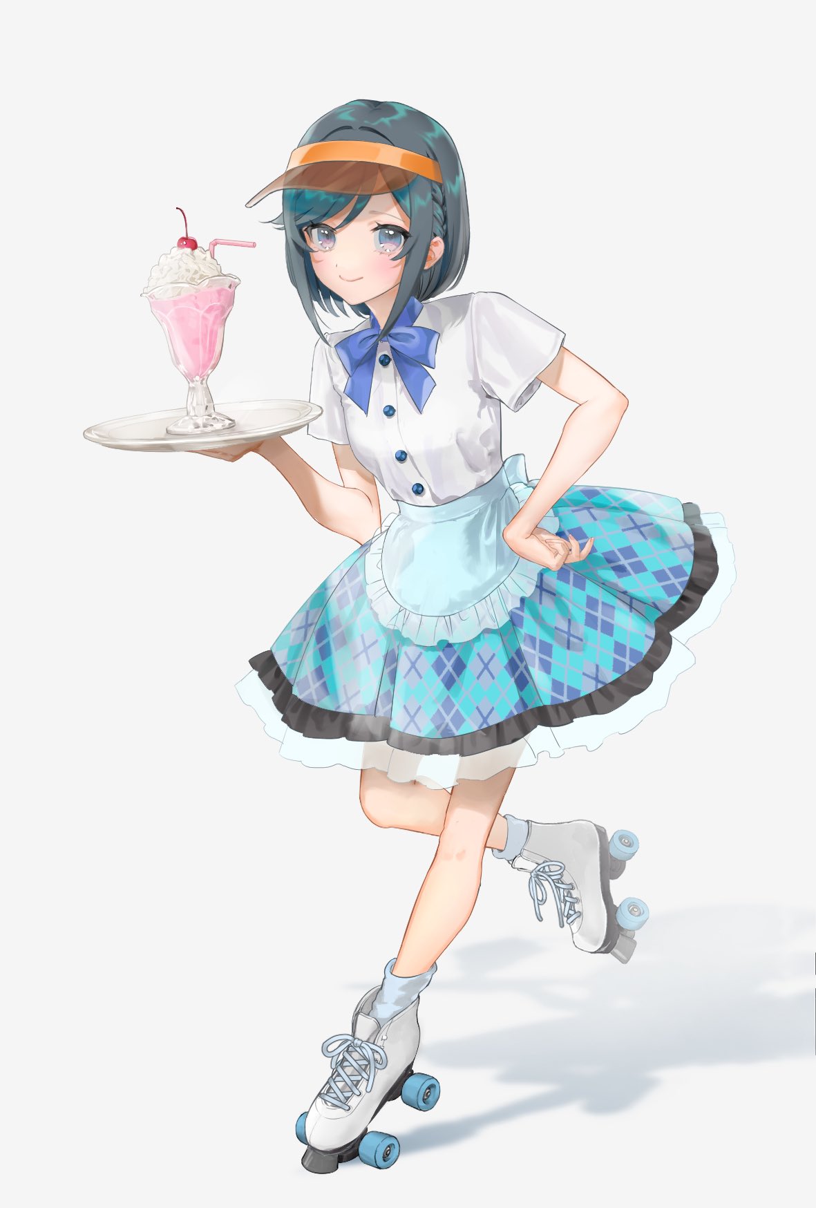 Safebooru - apron blue eyes blue hair blue skirt delicious party precure full body fuwa kokone ...