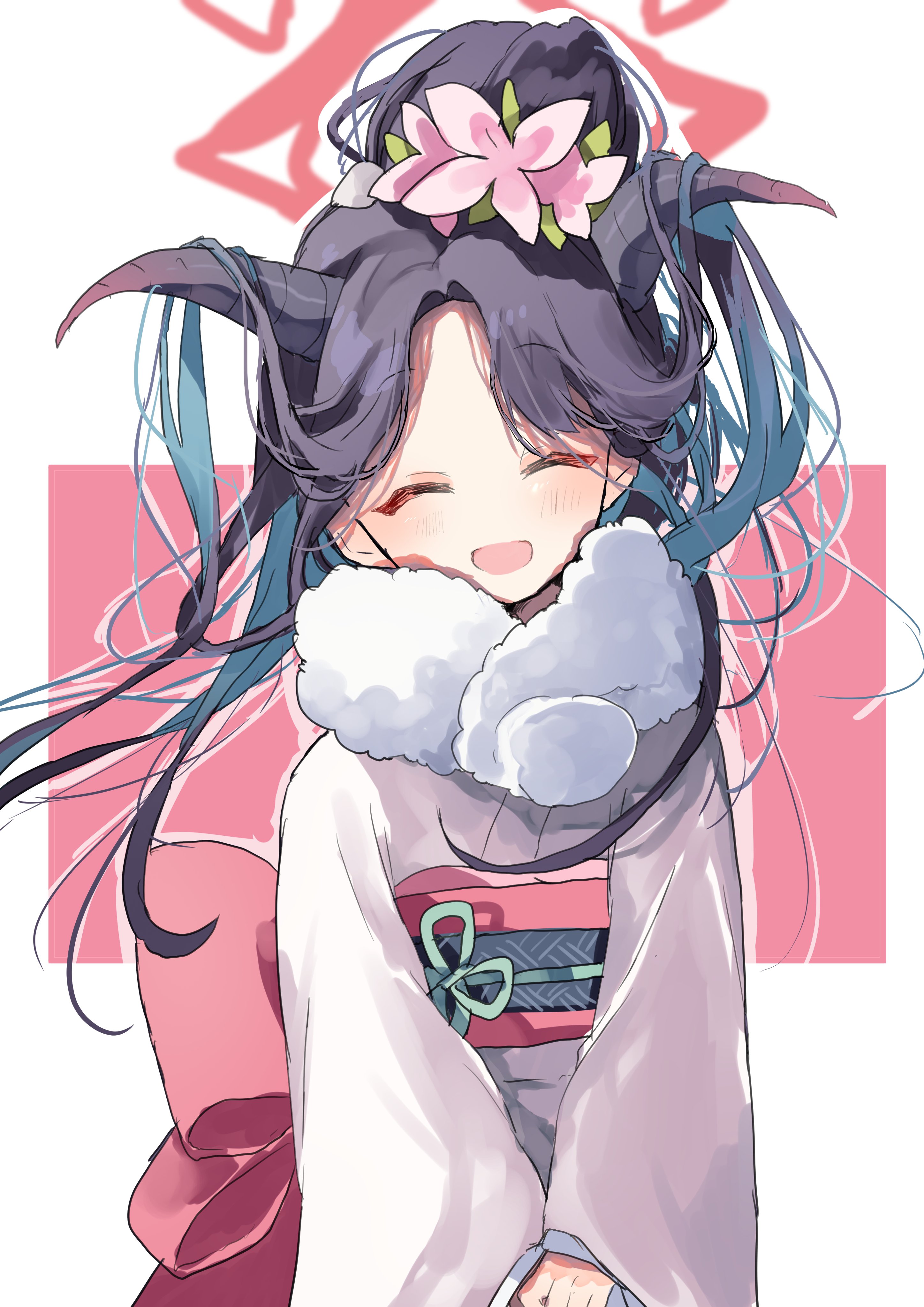 Safebooru - 1girl absurdres black hair blue archive closed eyes flower ...