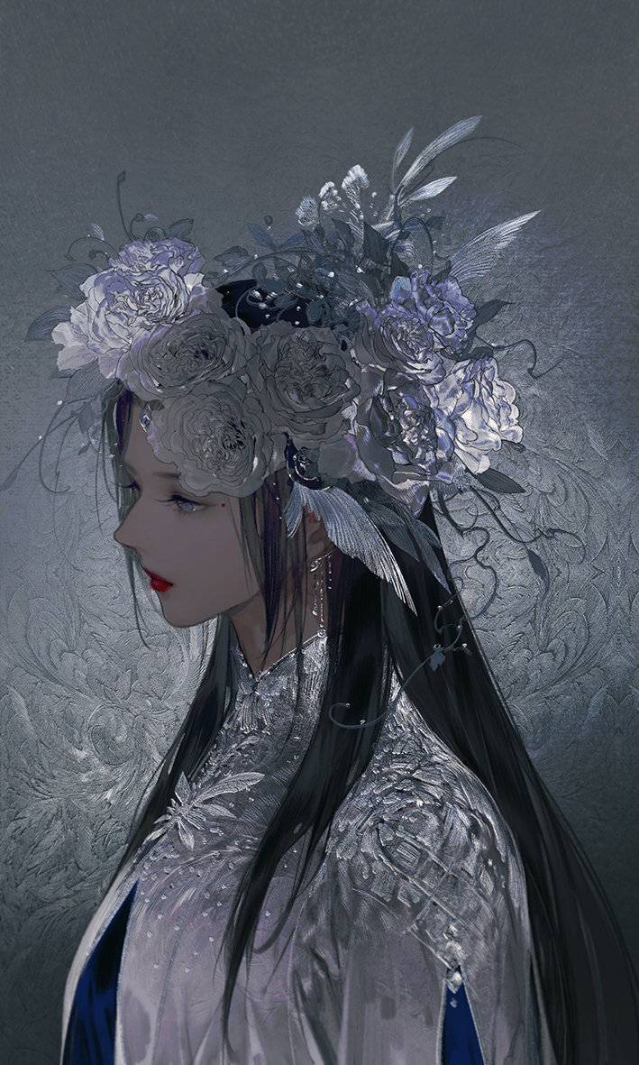 Safebooru - 1girl black hair chinese clothes closed mouth earrings ...