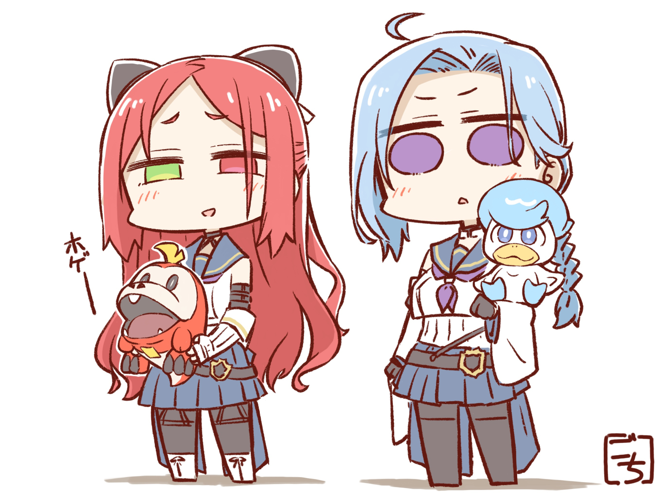 Safebooru - 2girls :d ahoge arm at side arm belt artist name assault lily bangs belt black belt ...