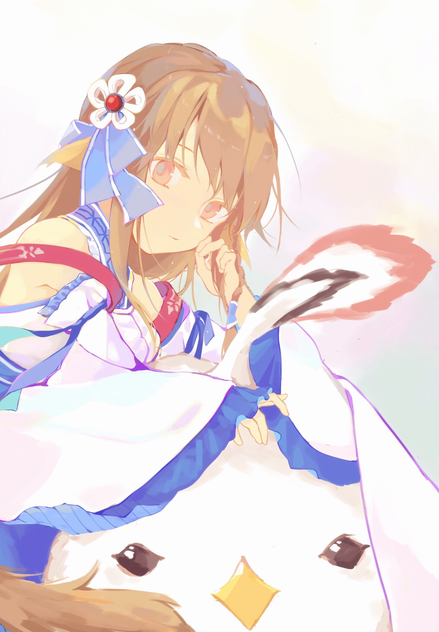 Safebooru - 1girl animal bangs bare shoulders bird brown hair brown ...
