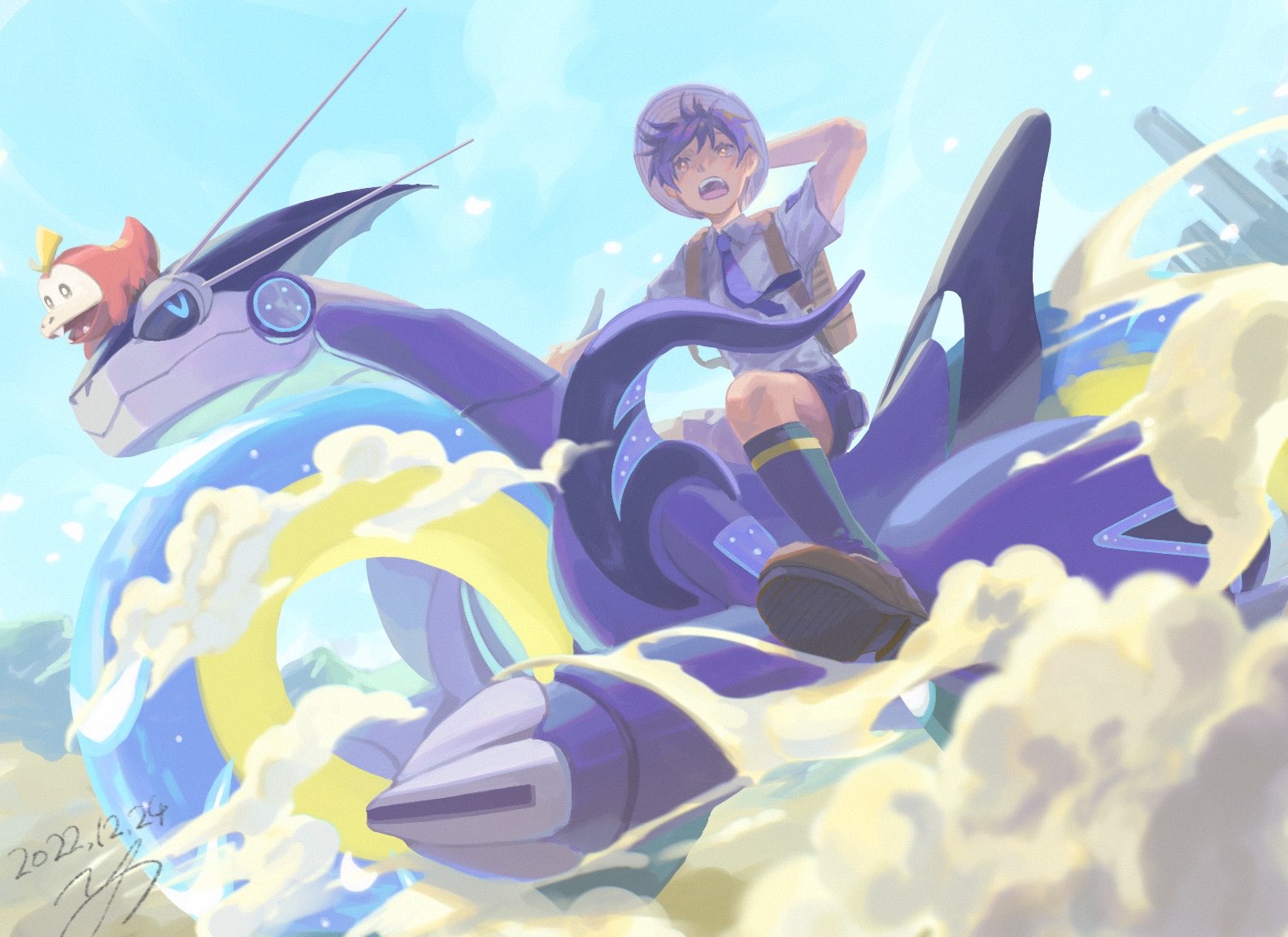 Safebooru - 1boy backpack bag bangs brown bag brown footwear collared ...