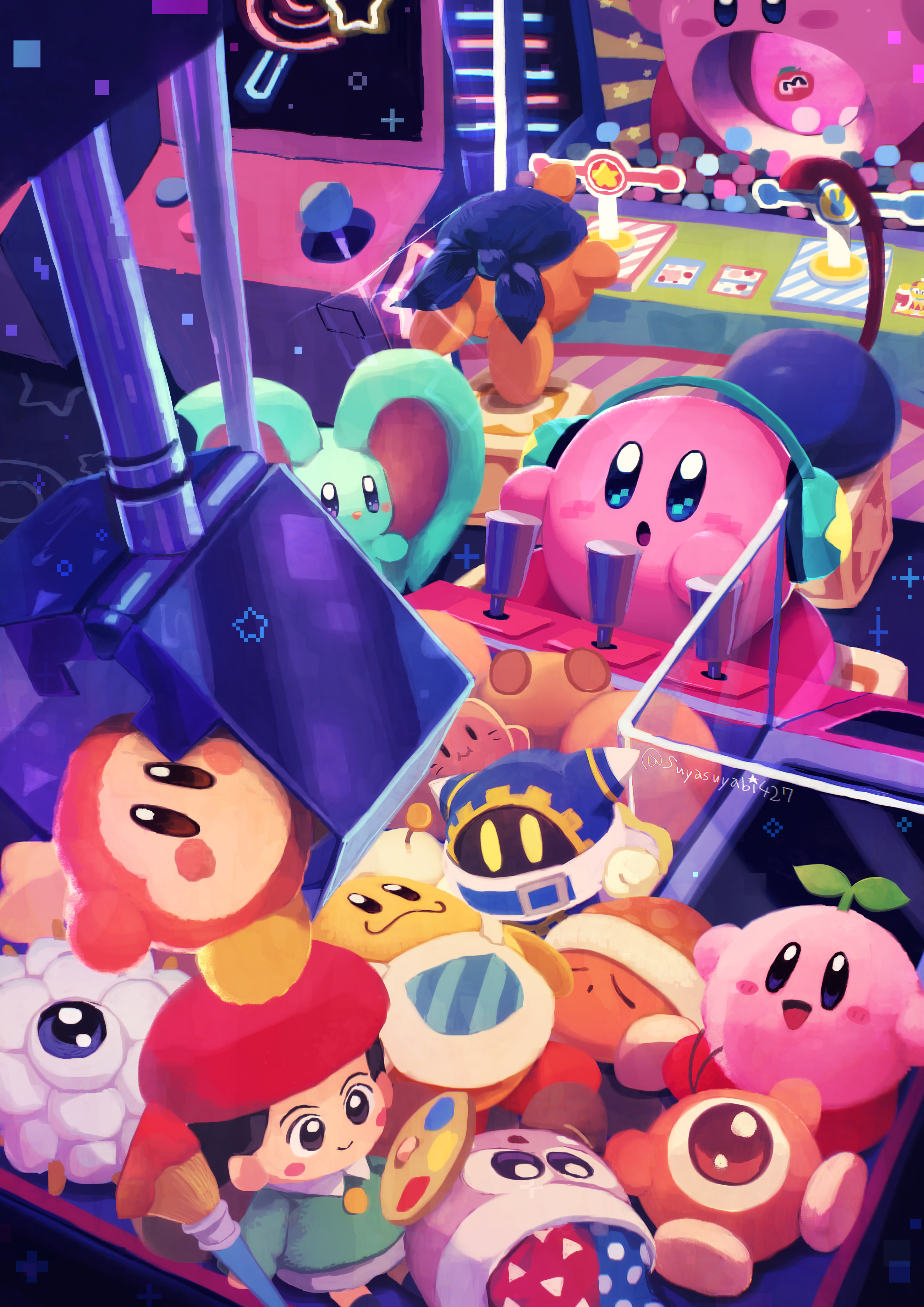 Safebooru - absurdres adeleine arcade arcade cabinet bandana bandana ...