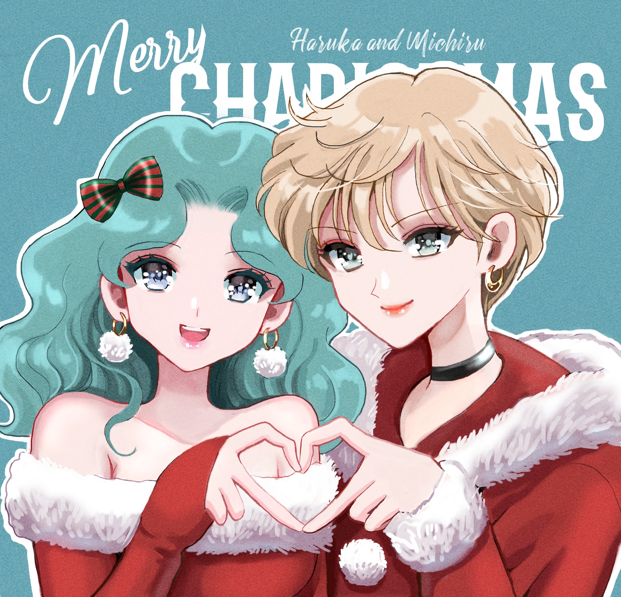 Safebooru - 2girls aqua hair bangs bishoujo senshi sailor moon black choker blonde hair blue ...