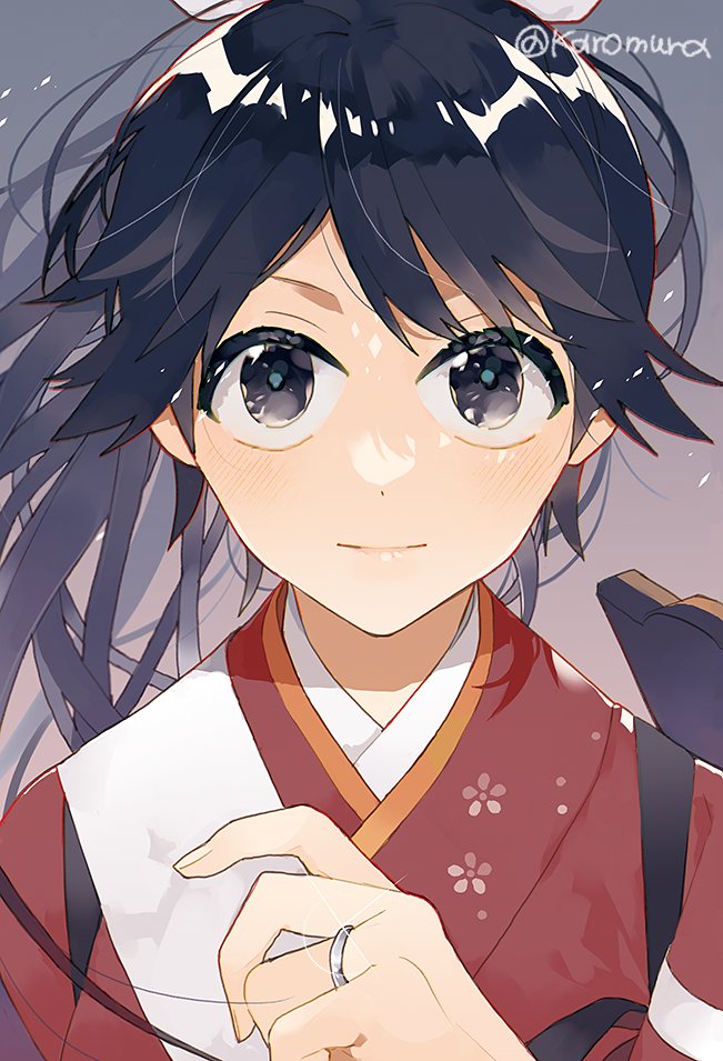 Safebooru - 1girl black hair closed mouth gradient gradient background ...