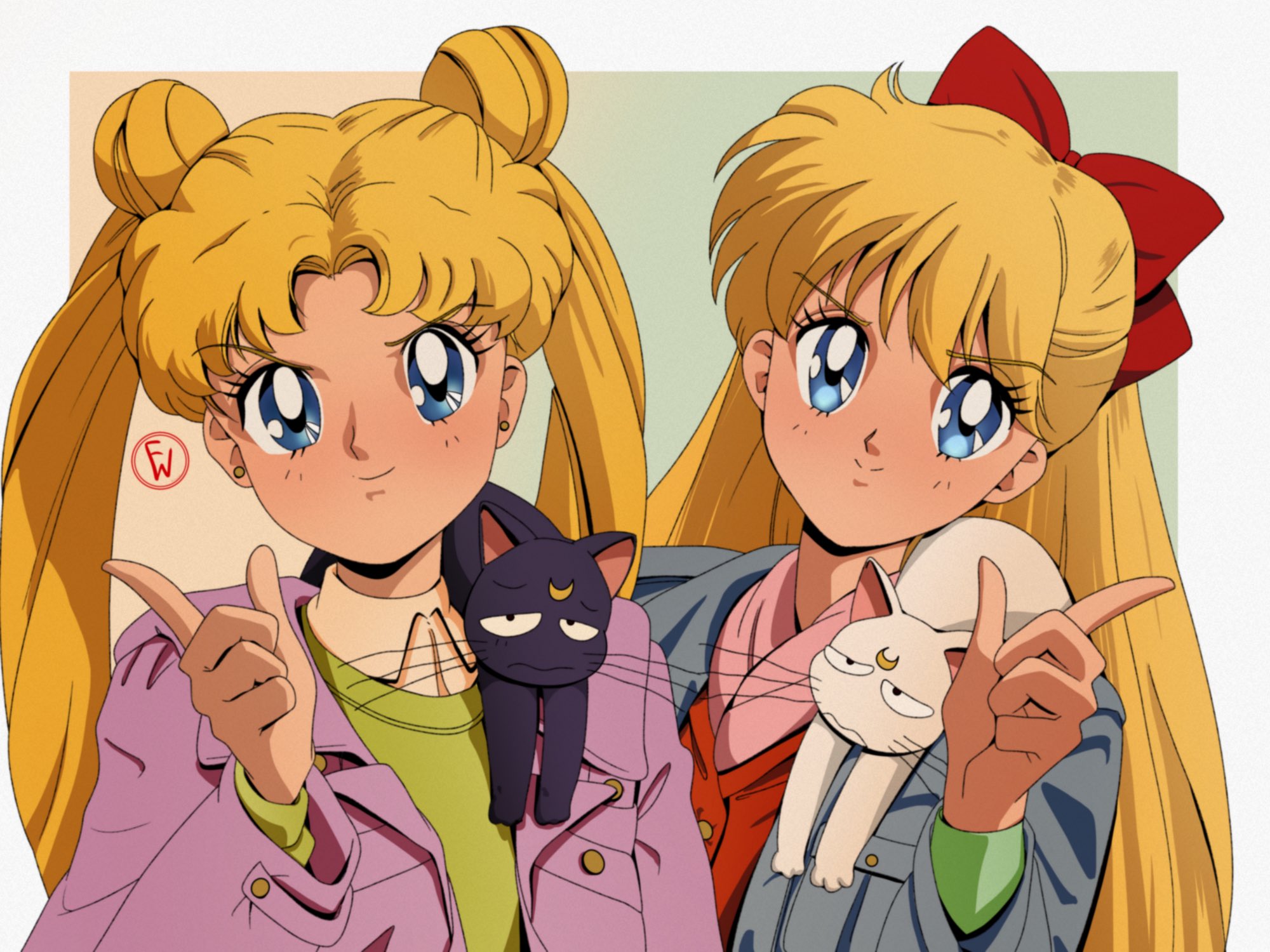 Safebooru - 2girls aino minako artemis (sailor moon) bishoujo senshi sailor moon black cat ...