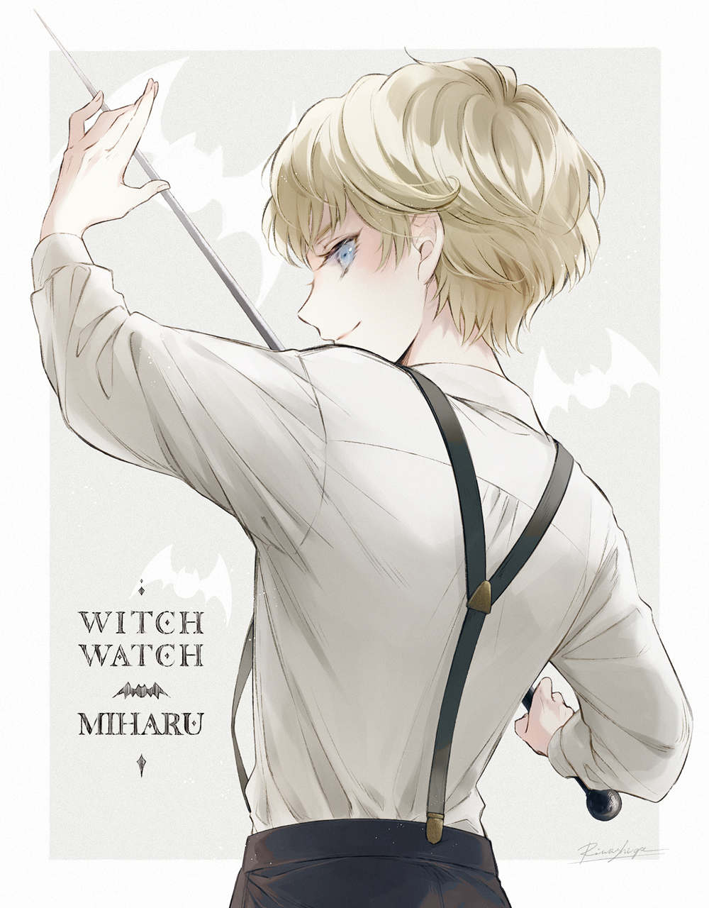 Safebooru - 1boy bat (animal) black pants blonde hair blue eyes character name copyright name ...