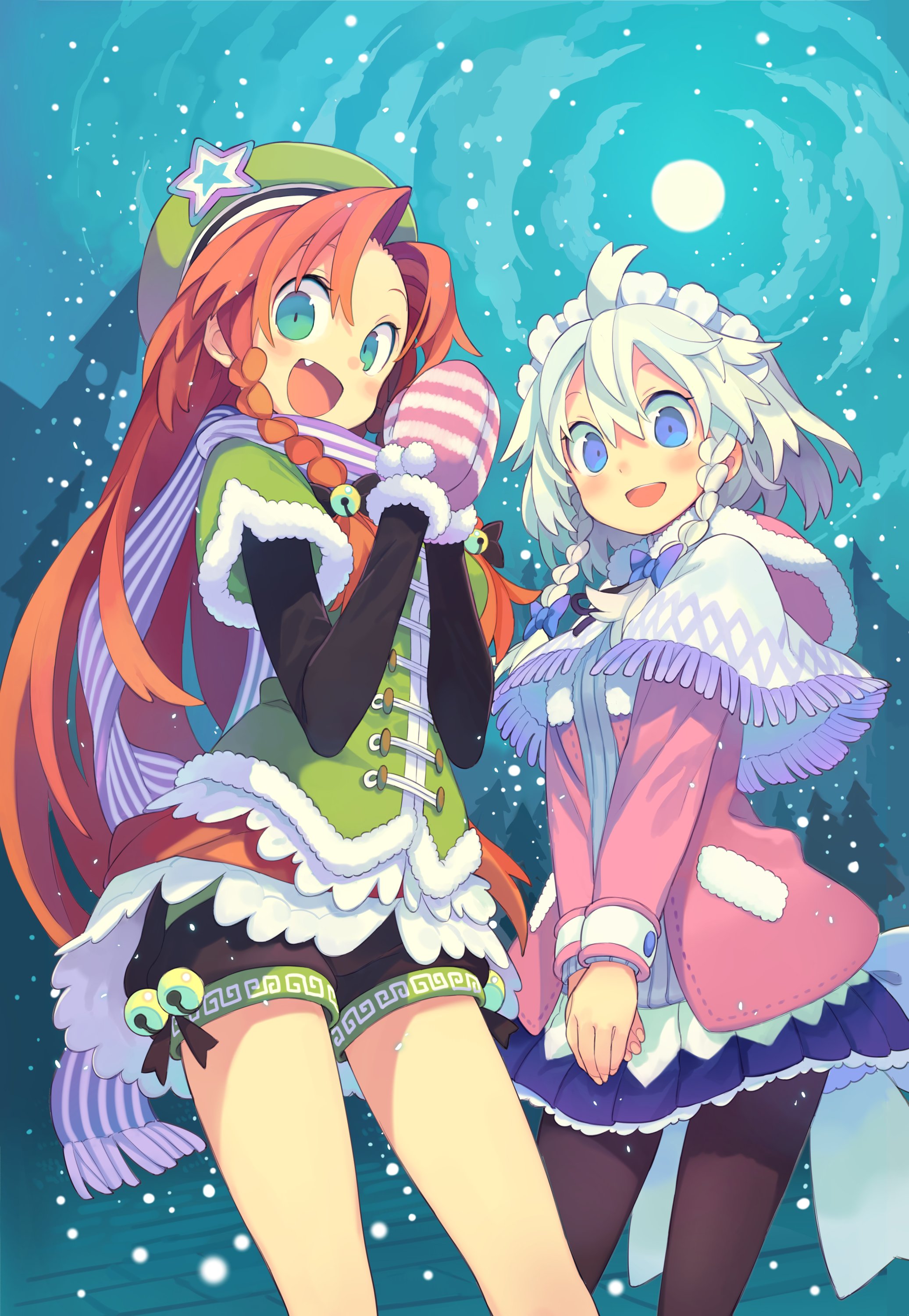 Safebooru - 2girls :d absurdres adapted costume ahoge alternate costume aqua eyes back bow bangs ...