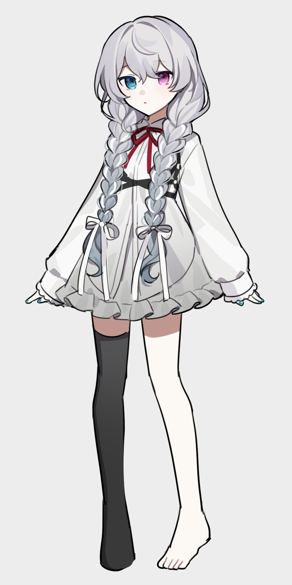 Safebooru - 1girl 25-ji miku 25-ji night code de. (project sekai) arms at sides black thighhighs ...