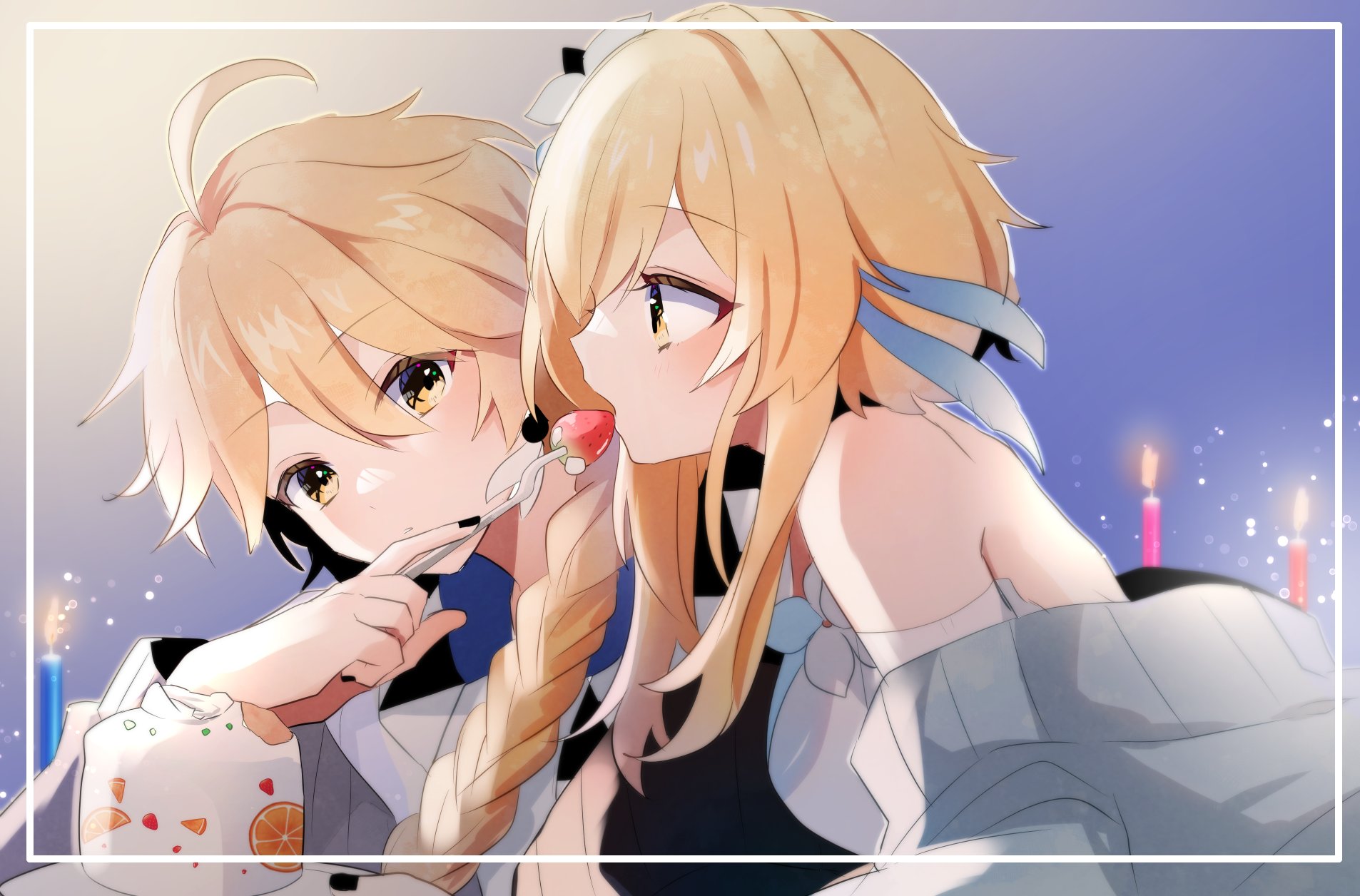 Safebooru - 1boy 1girl aether (genshin impact) ahoge alternate costume ...