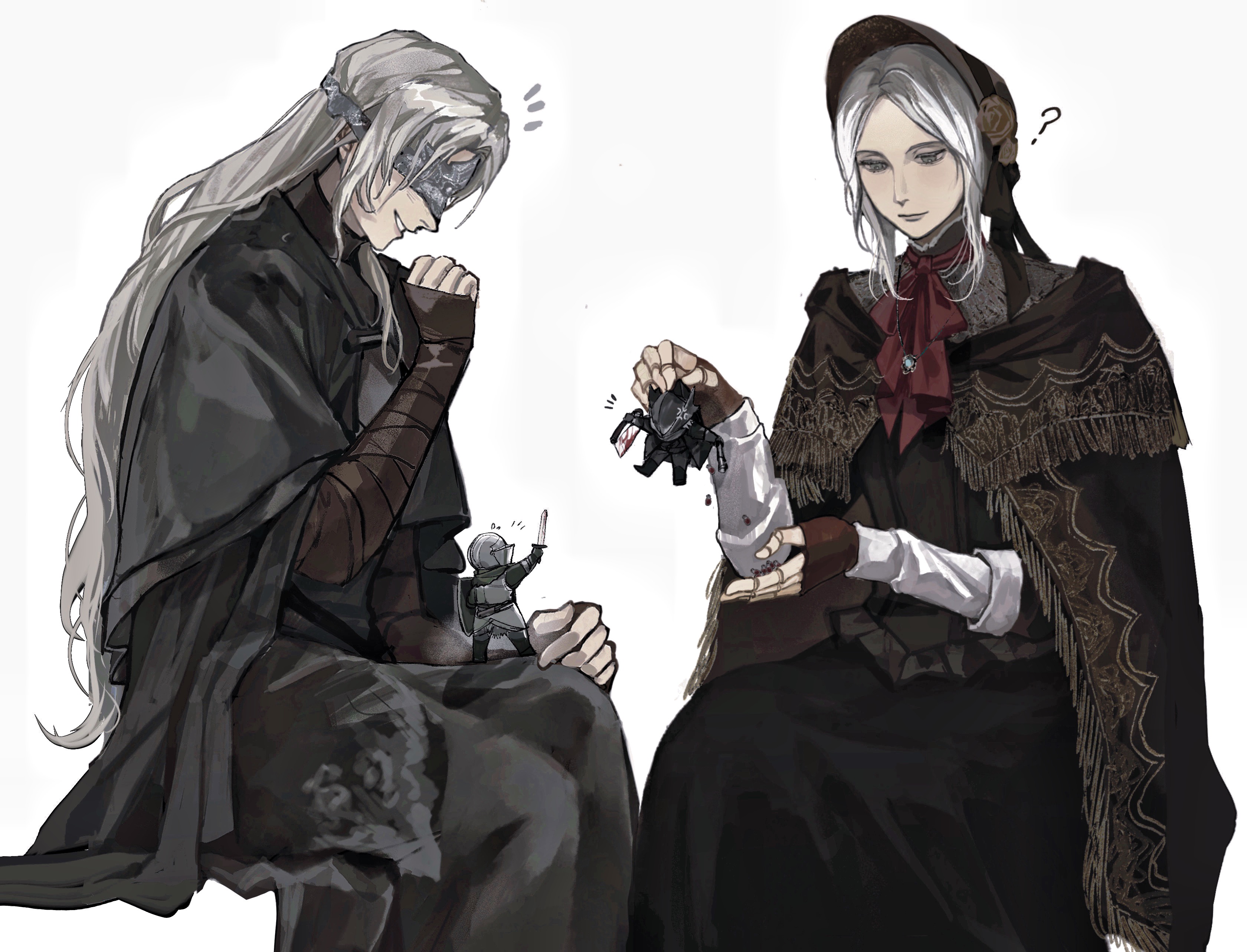 Safebooru - 2girls 2others ? absurdres ambiguous gender armor ascot ashen one (dark souls 3 ...