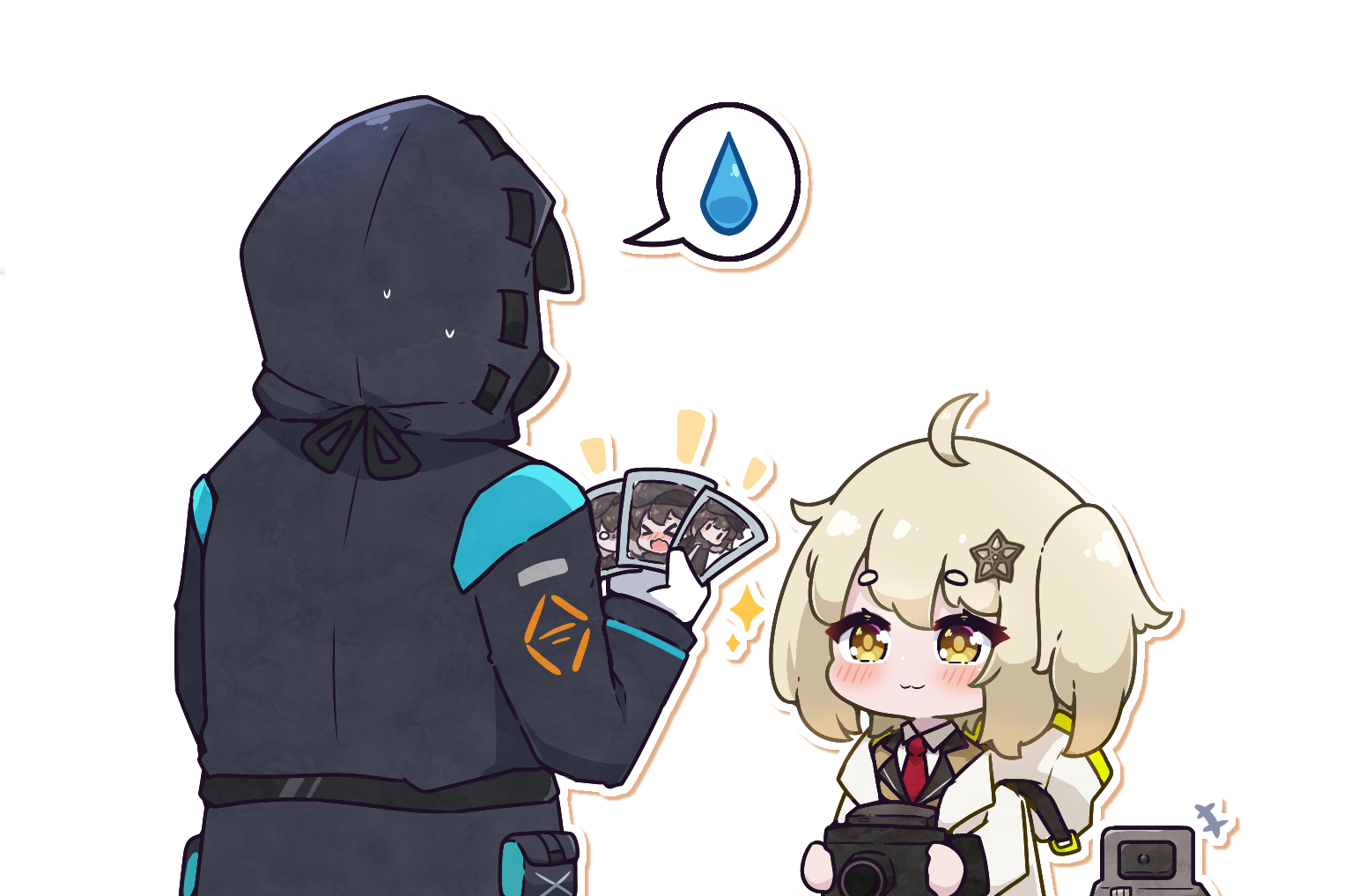 Safebooru - 1other 2girls ahoge arknights bangs black jacket blush ...