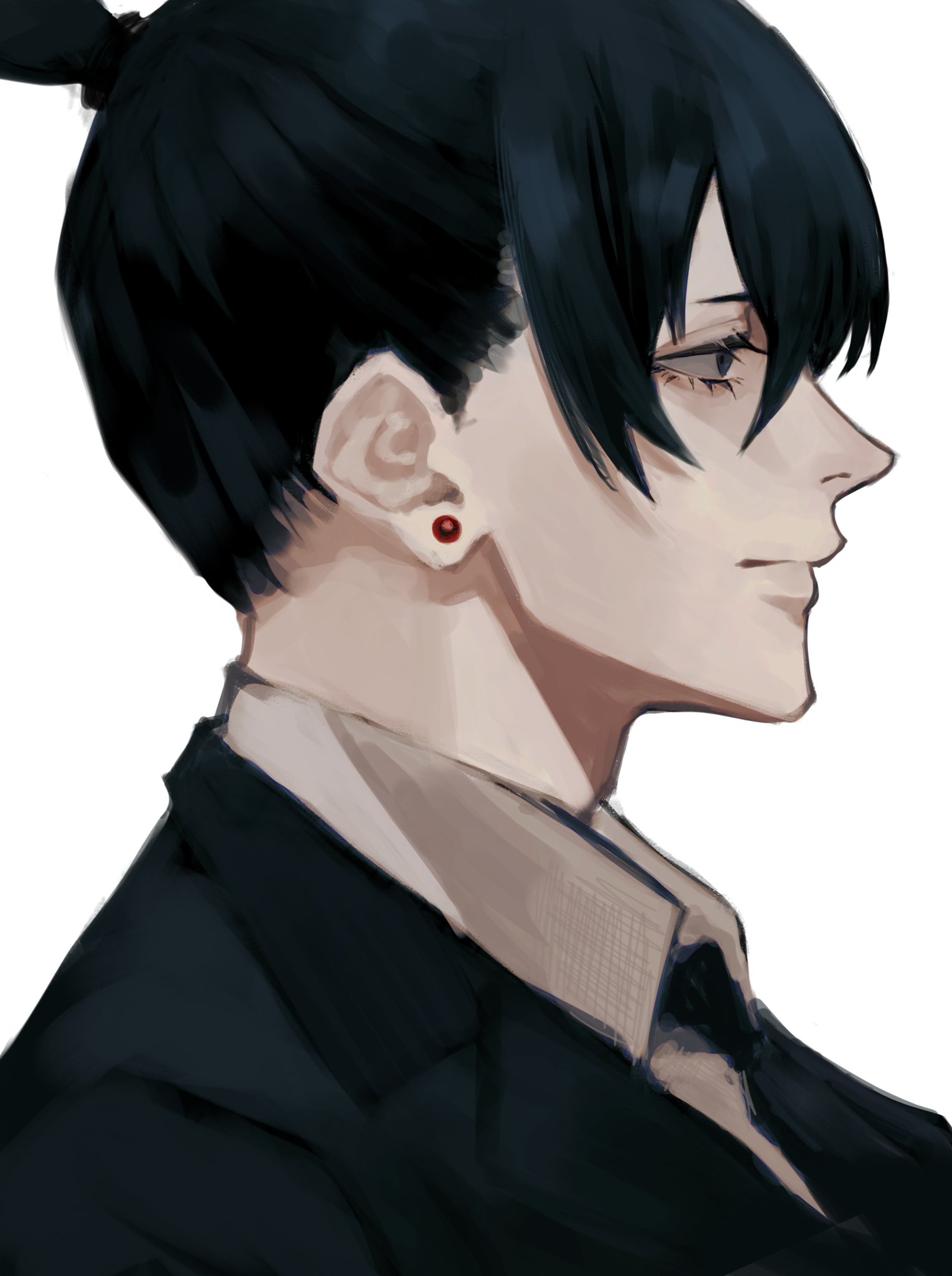 Safebooru - 1boy bangs black jacket black necktie blue eyes blue hair bonjindaaa chainsaw man ...