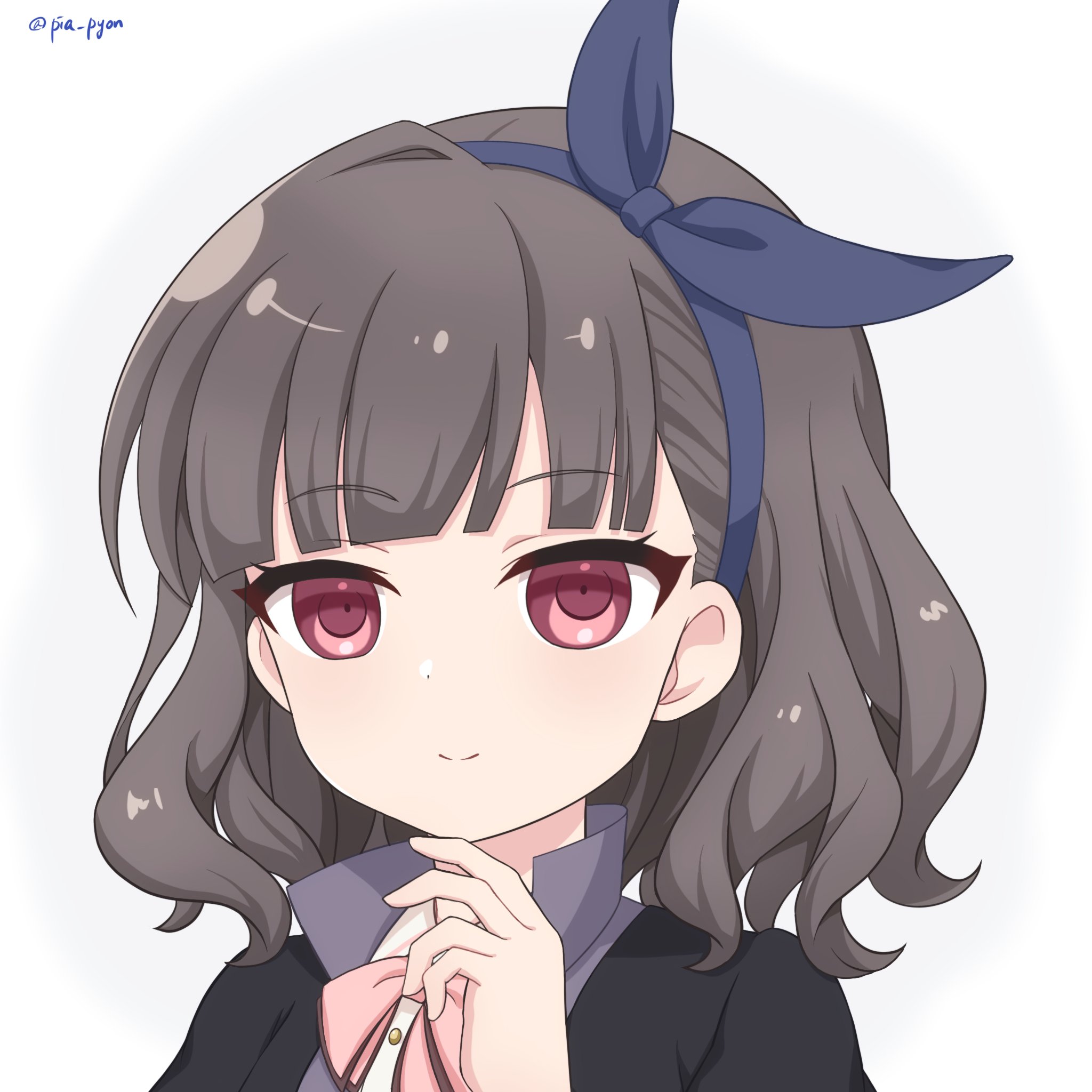 Safebooru - 1girl assault lily bangs black hair black jacket blue bow blue hairband blunt bangs ...