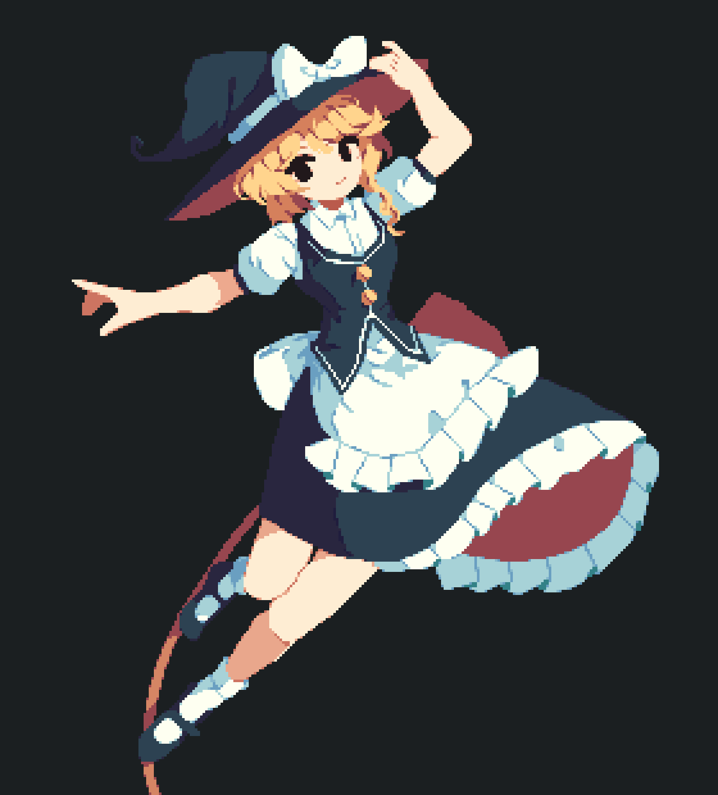 Safebooru - 1girl 4qw5 apron black eyes black footwear black headwear black skirt black vest bow ...