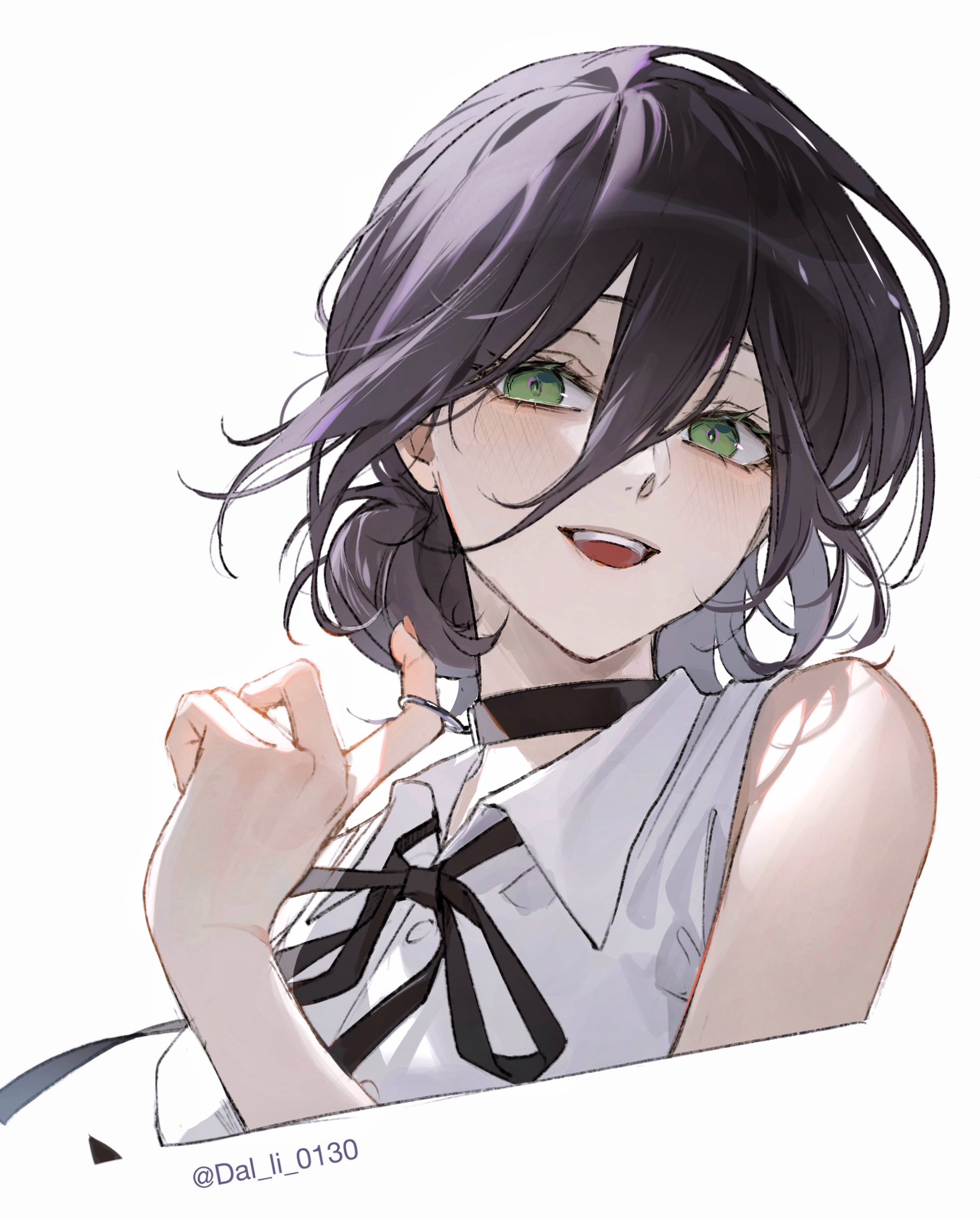 Safebooru - 1girl bangs bare shoulders black choker black hair chainsaw man choker collared ...