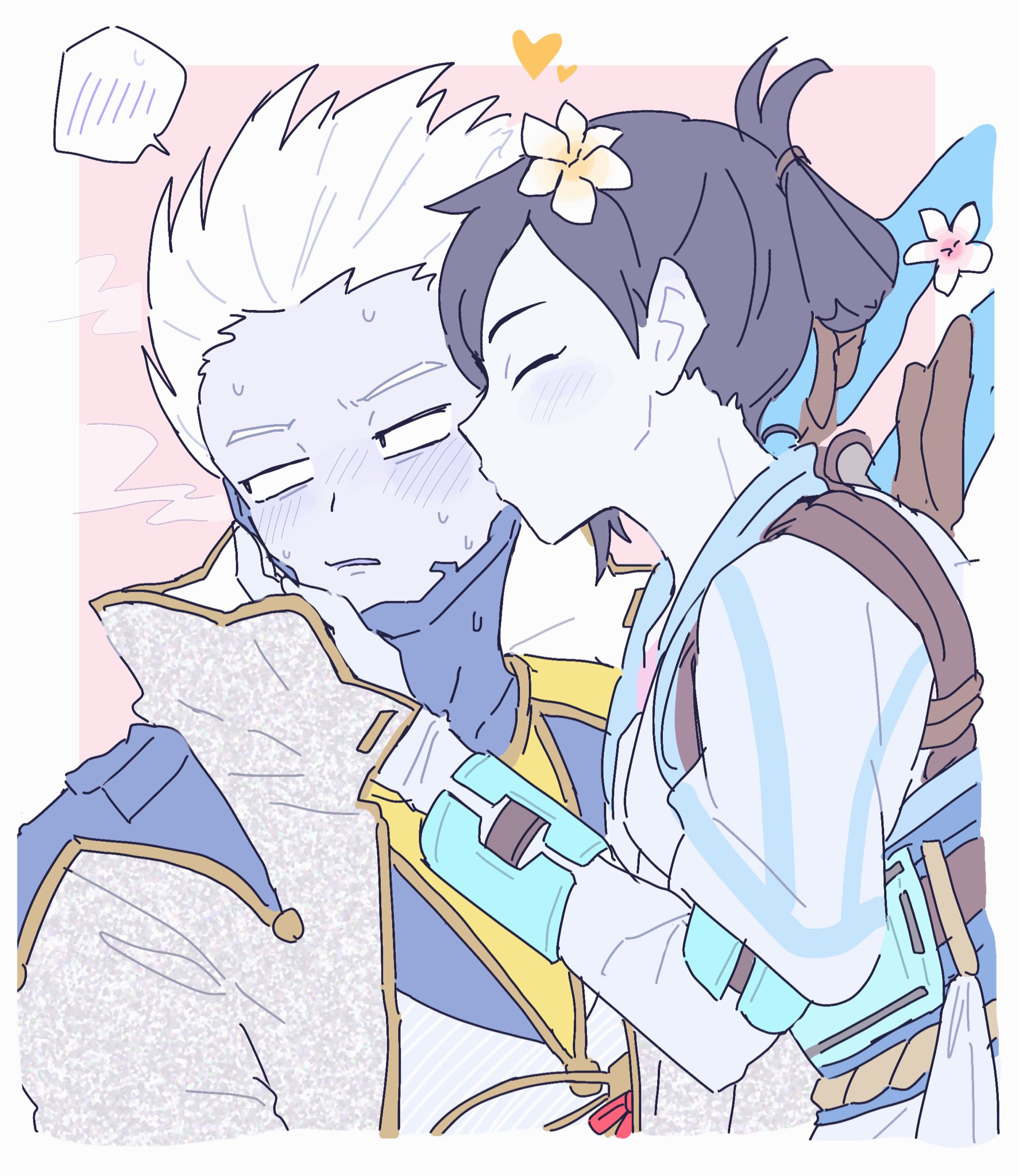 Safebooru - 1boy 1girl animification apex legends black hair blue kimono blue skin border ...