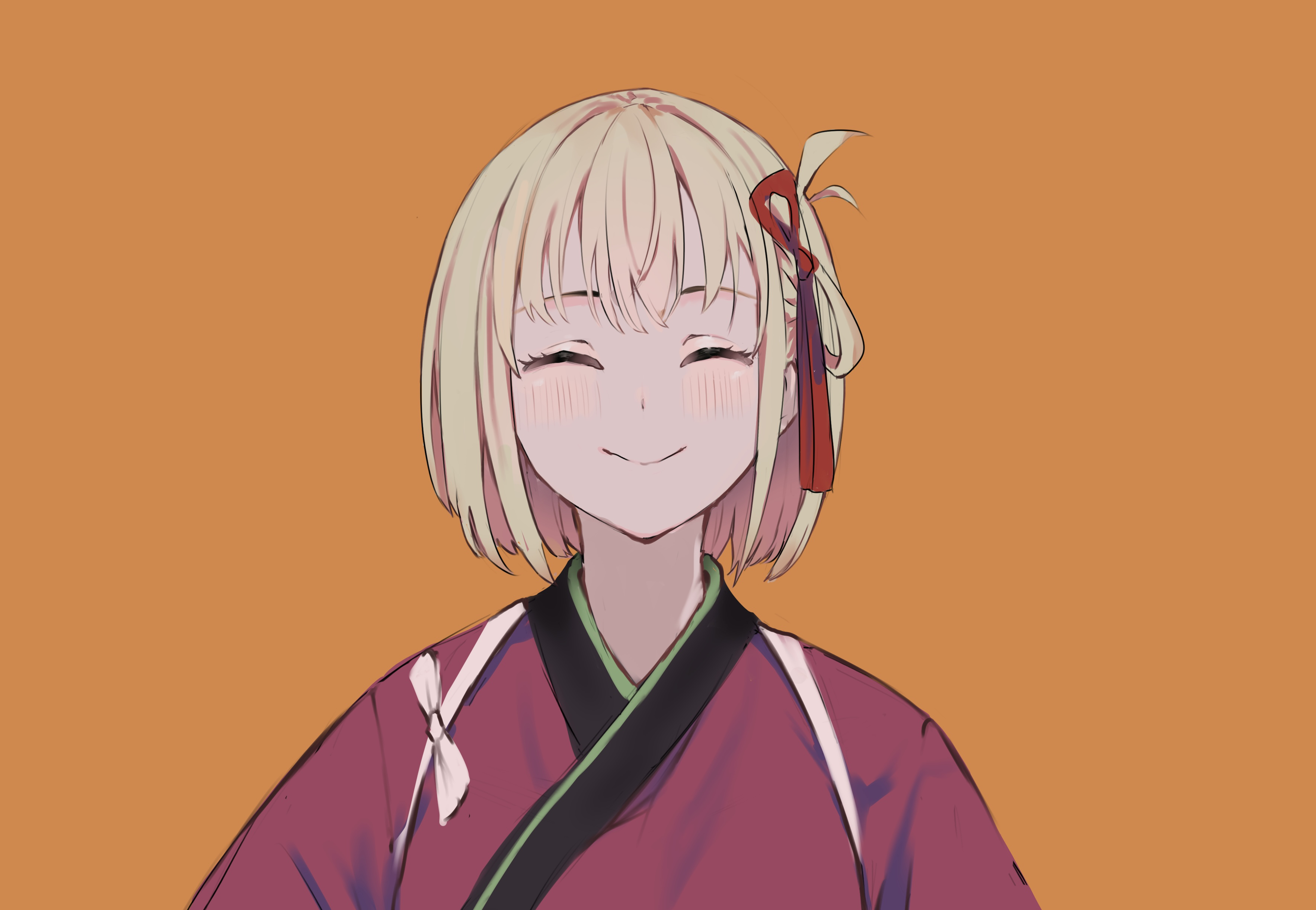 Safebooru - 1girl ^ ^ absurdres bangs blonde hair closed eyes facing ...