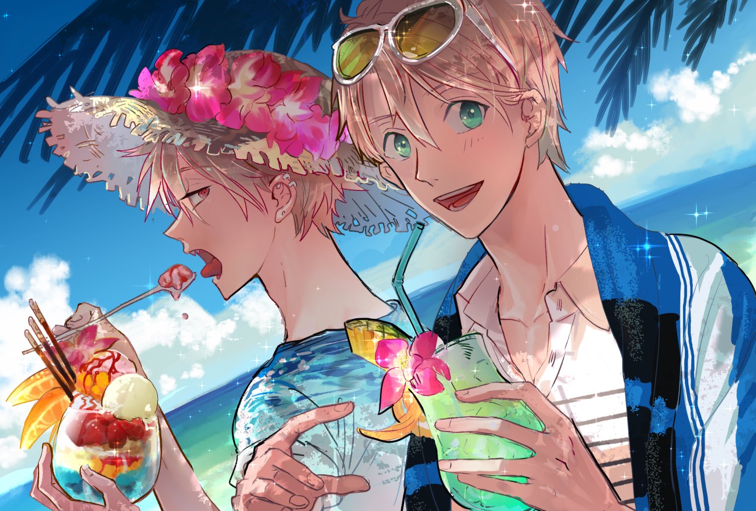 Safebooru - 2boys alternate costume blonde hair blue jacket blue shirt ...