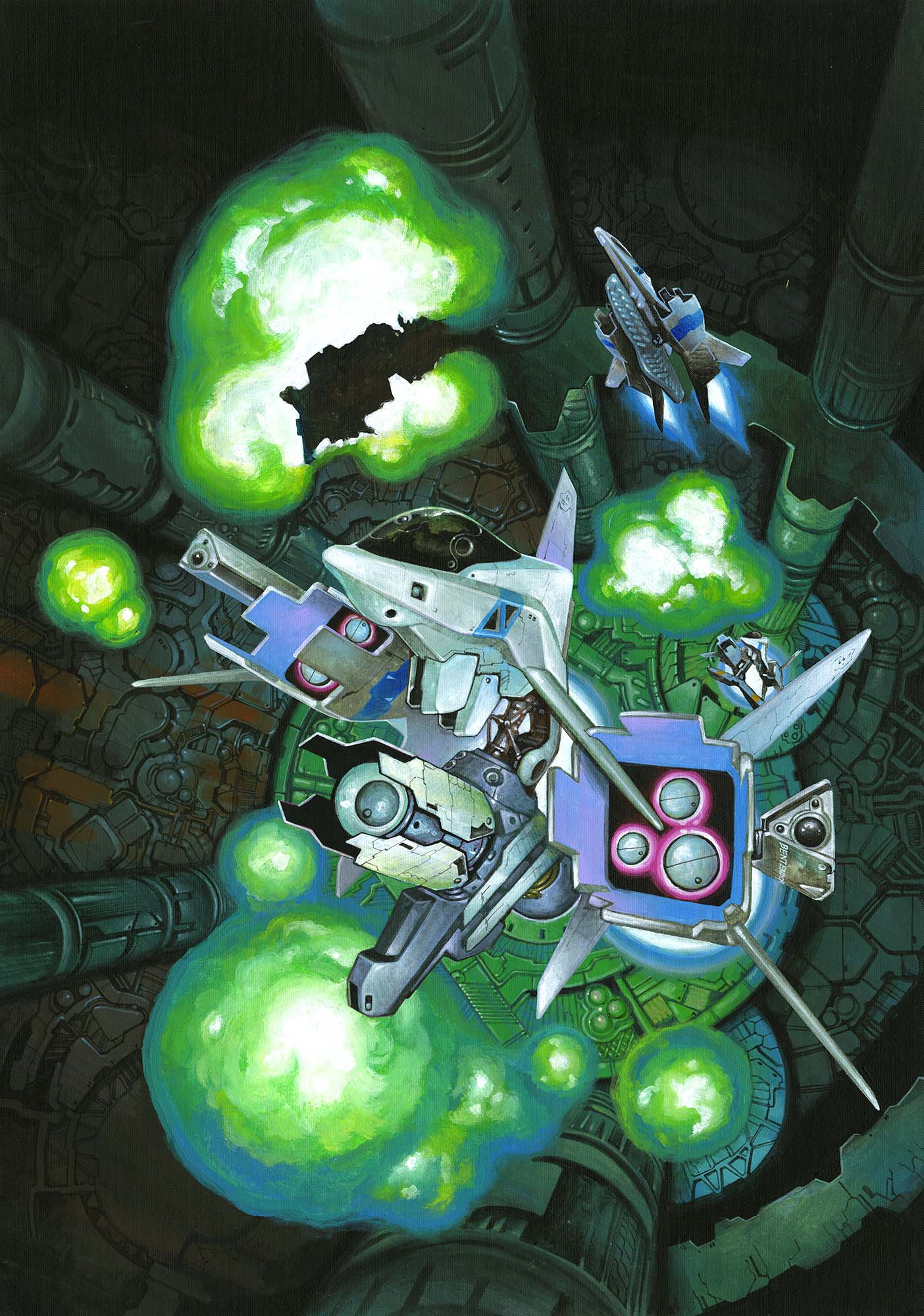 Safebooru - cannon canopy (aircraft) explosion flying highres no humans ...