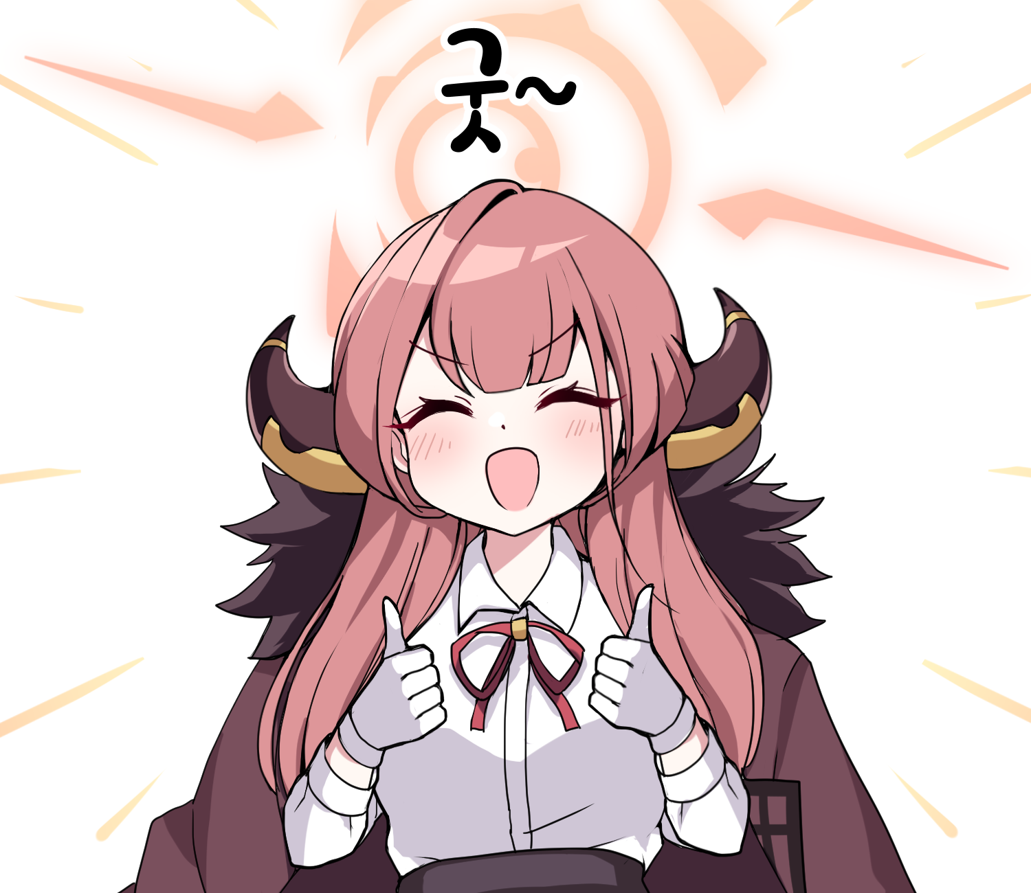 Safebooru - 1girl aru (blue archive) blue archive blush closed eyes coat coat on shoulders demon ...