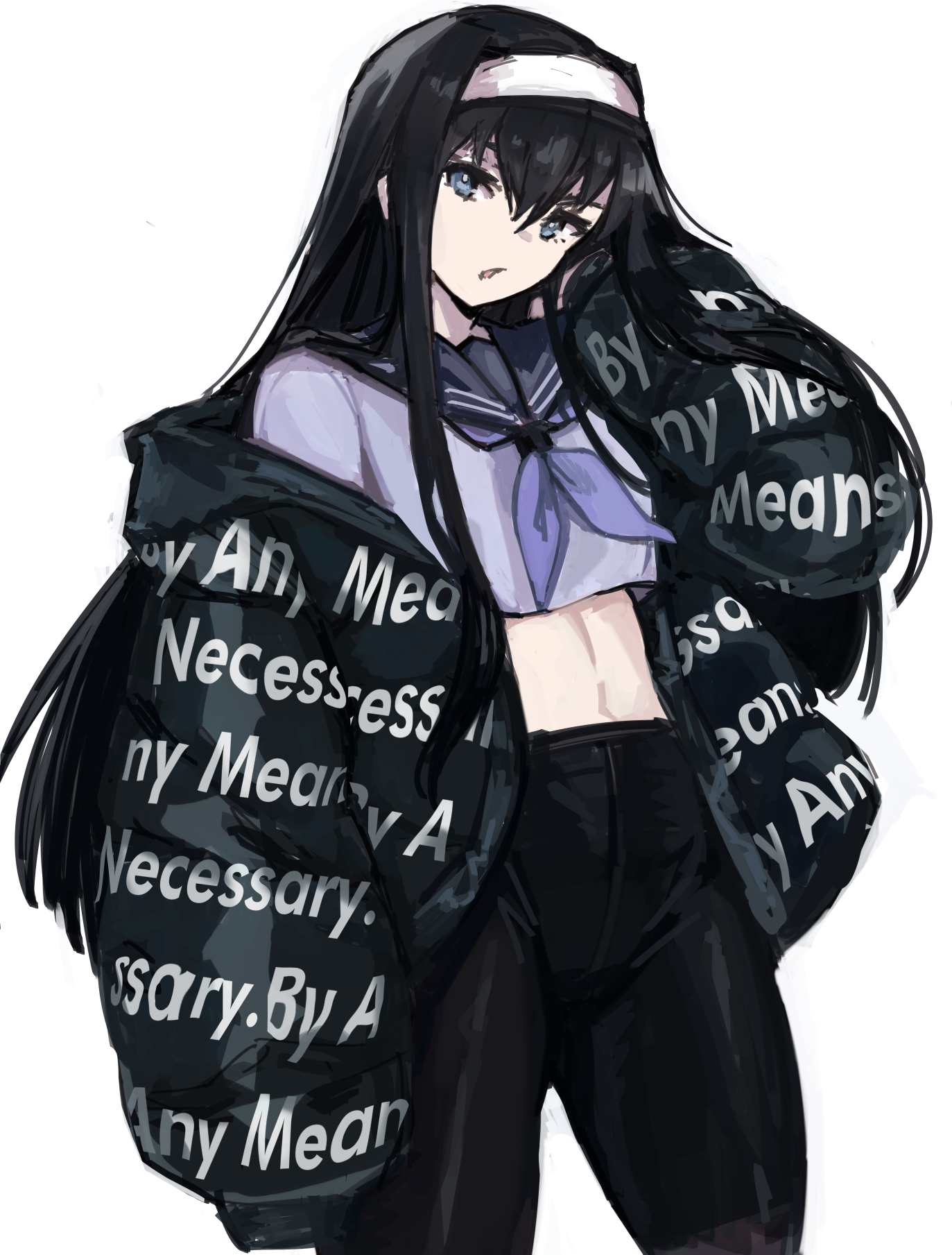 Safebooru - 1girl alternate costume bangs black hair black jacket black pants blue eyes clothes ...