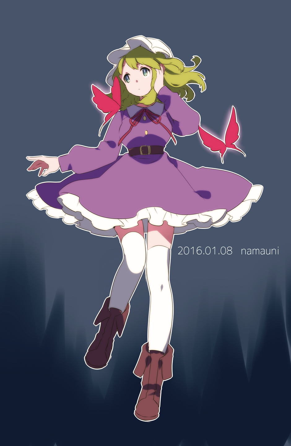 Safebooru - 1girl animal artist name belt blonde hair boots brown belt brown footwear bug ...