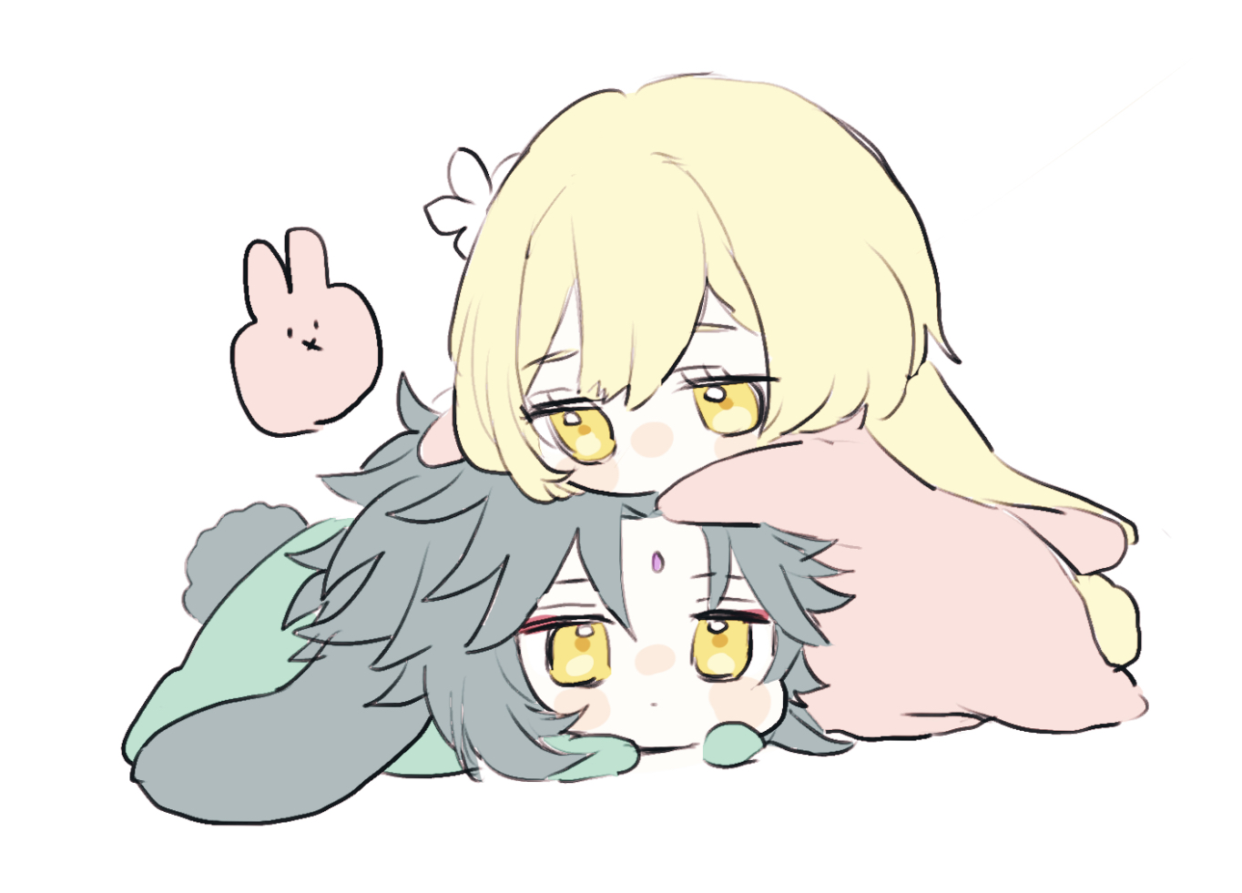 Safebooru - 1boy 1girl aged down animal ears animal hood baby babygrow ...