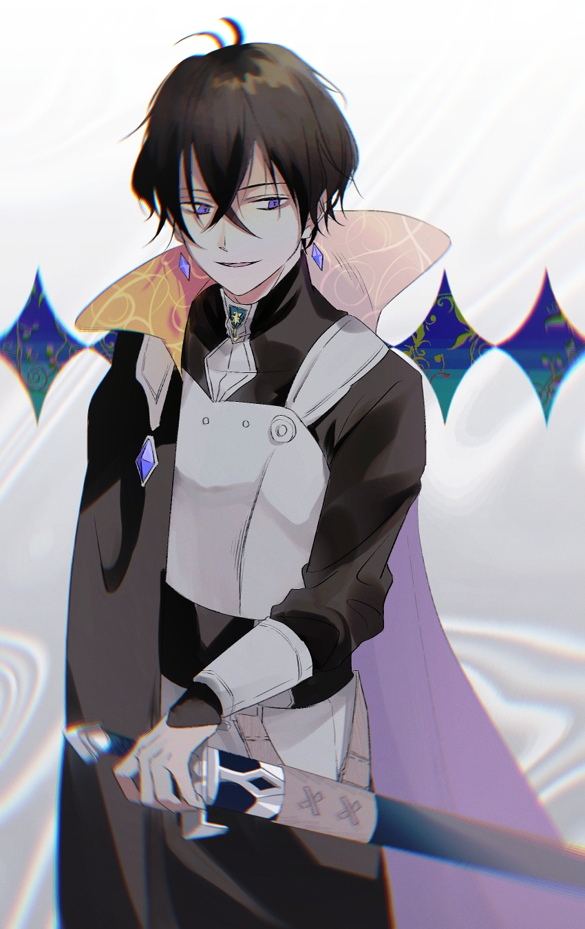 Safebooru - 1boy akagami no shirayukihime arm guards armor bangs black cloak black hair black ...