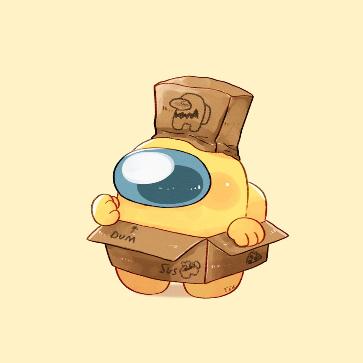 Safebooru - 1other among us arrow (symbol) artist name box box on head ...