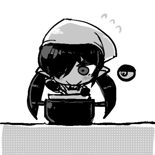 Safebooru - 1girl apron backbeako backbeard bandana chibi commentary ...