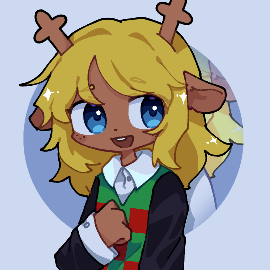 Safebooru - 1girl bangs black sleeves blonde hair blue background blue ...