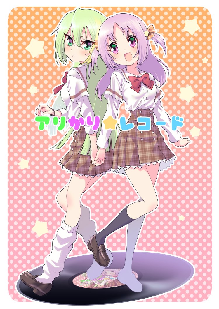 Safebooru - 2girls :d alina gray back-to-back bangs blunt ends blush bow bowtie brown footwear ...