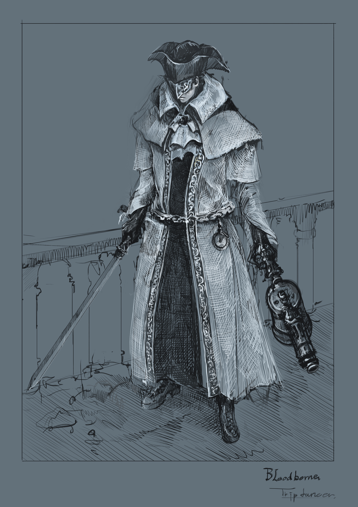Safebooru - 1other artist name ascot bangs belt bloodborne cloak ...