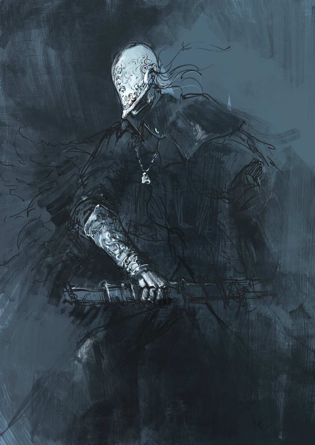 Safebooru - 1other ambiguous gender black background bloodborne from ...